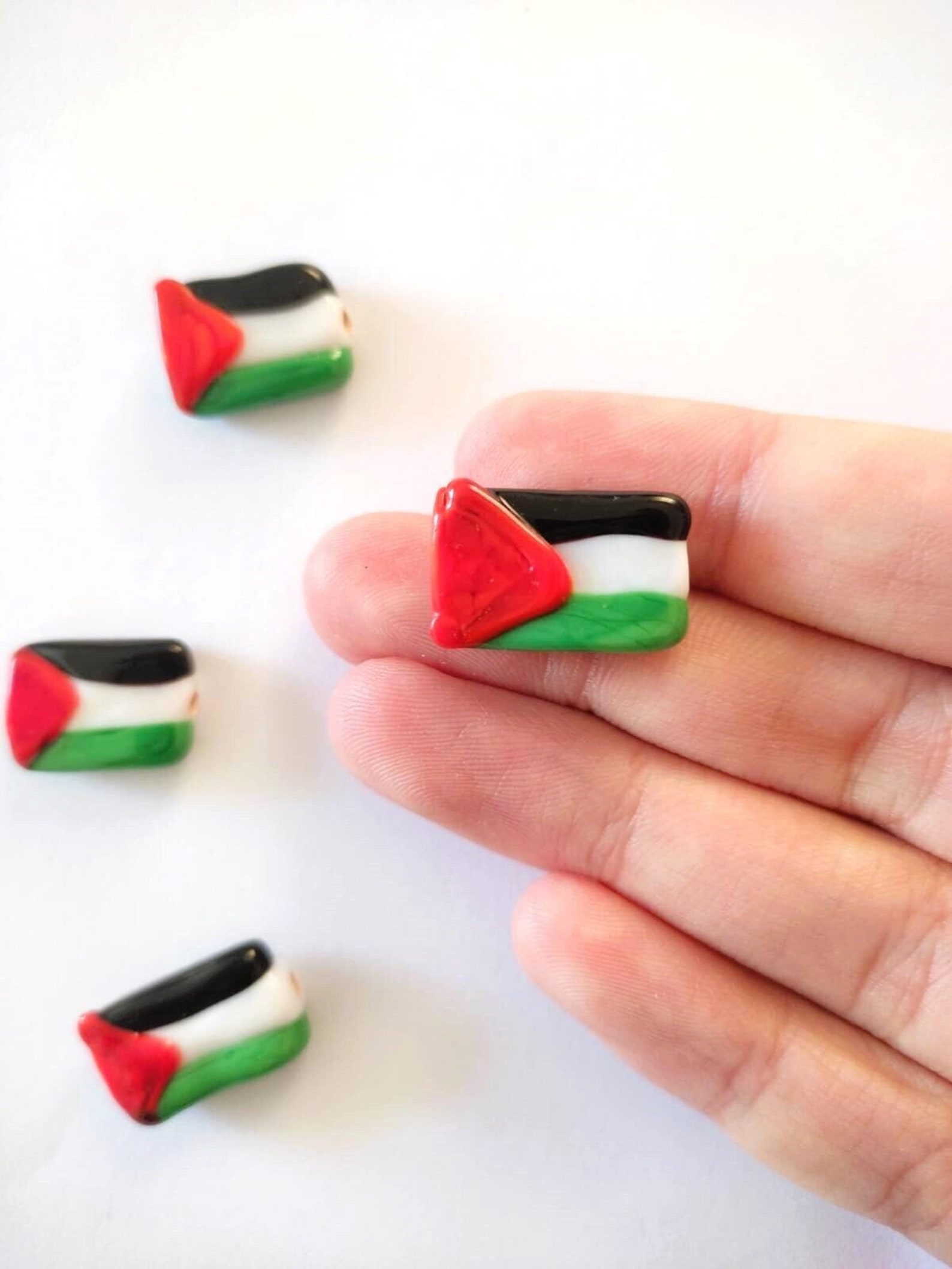 Handmade Murano Glass Palestine Flag Beads, Murano Palestine Flag Charm ...