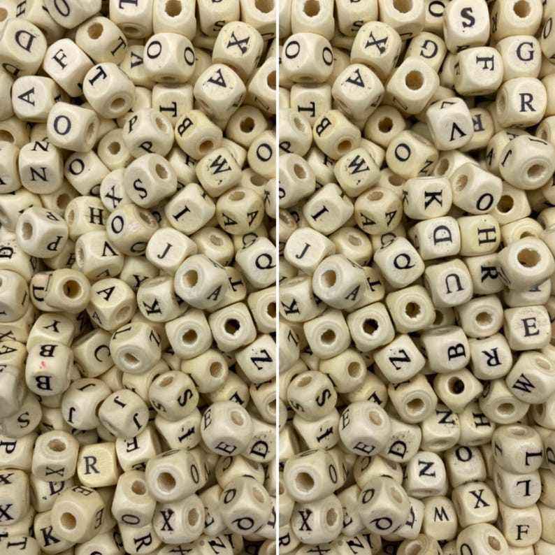8MM Wooden Letter Beads, Wooden Alphabet Letter Beads A-Z, Wood Letter ...