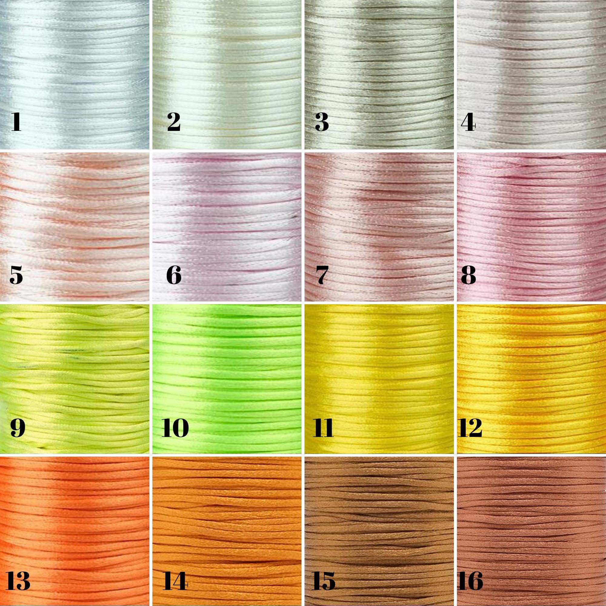 35 COLOR Satin Rattail Silk Cord 2mm, Silky Thread, Satin Silk Cord ...