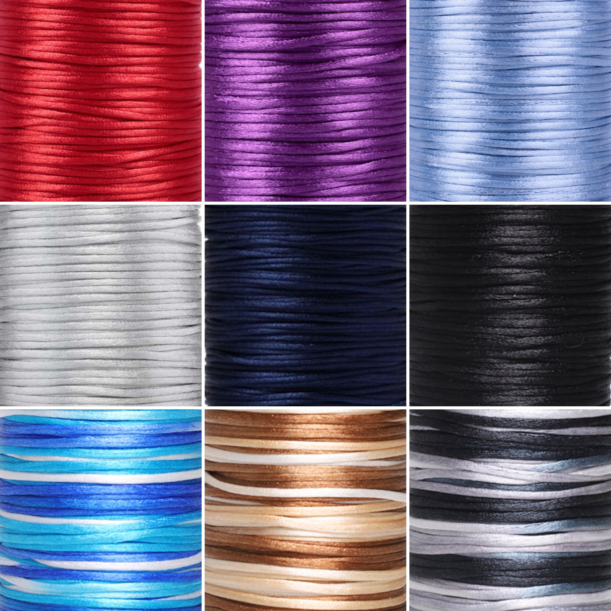 Satin Silk Cord 3mm, Faux Silk Cord 1 Reel, 3mm Silky Thread, Nylon ...