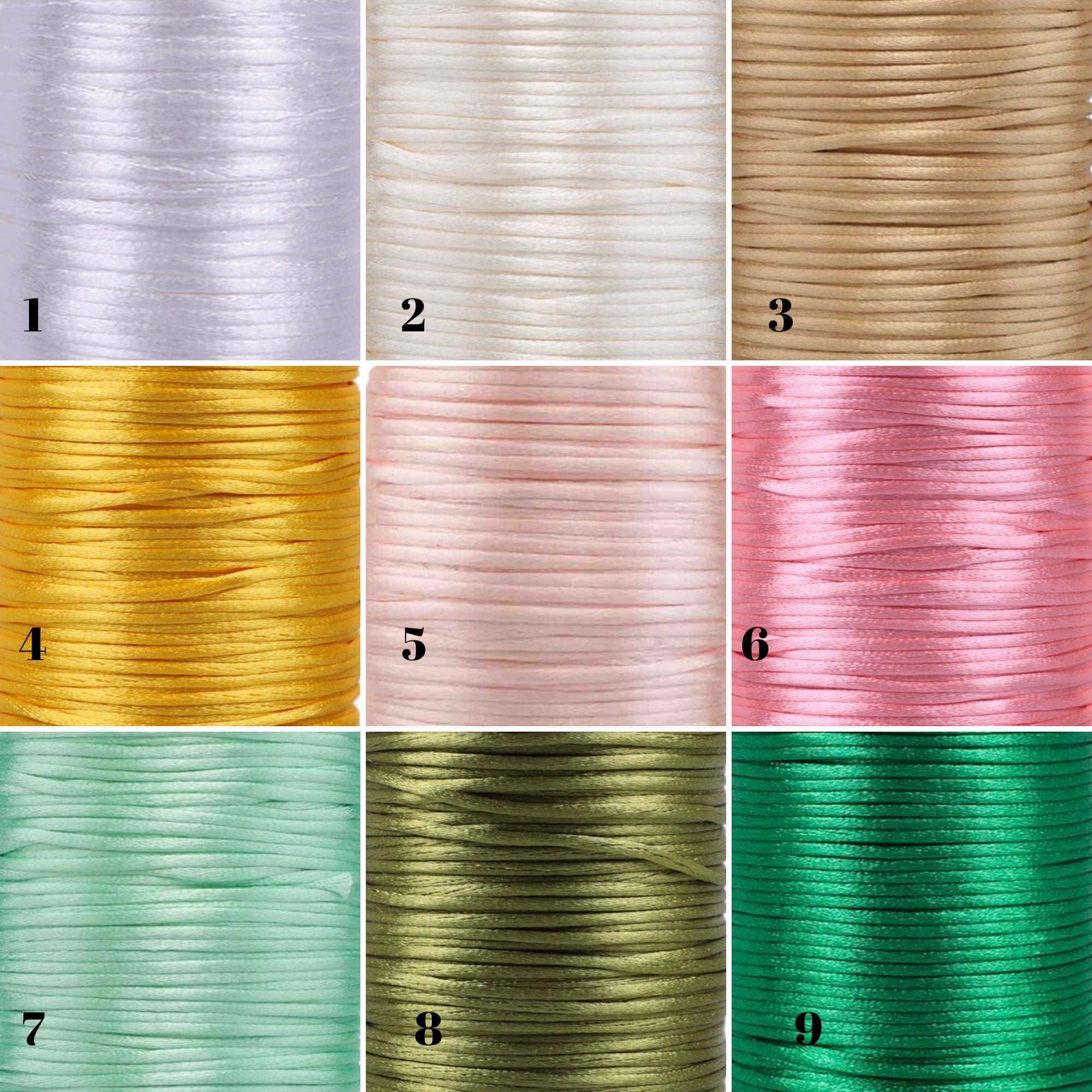 Satin Silk Cord 3mm, Faux Silk Cord 1 Reel, 3mm Silky Thread, Nylon ...