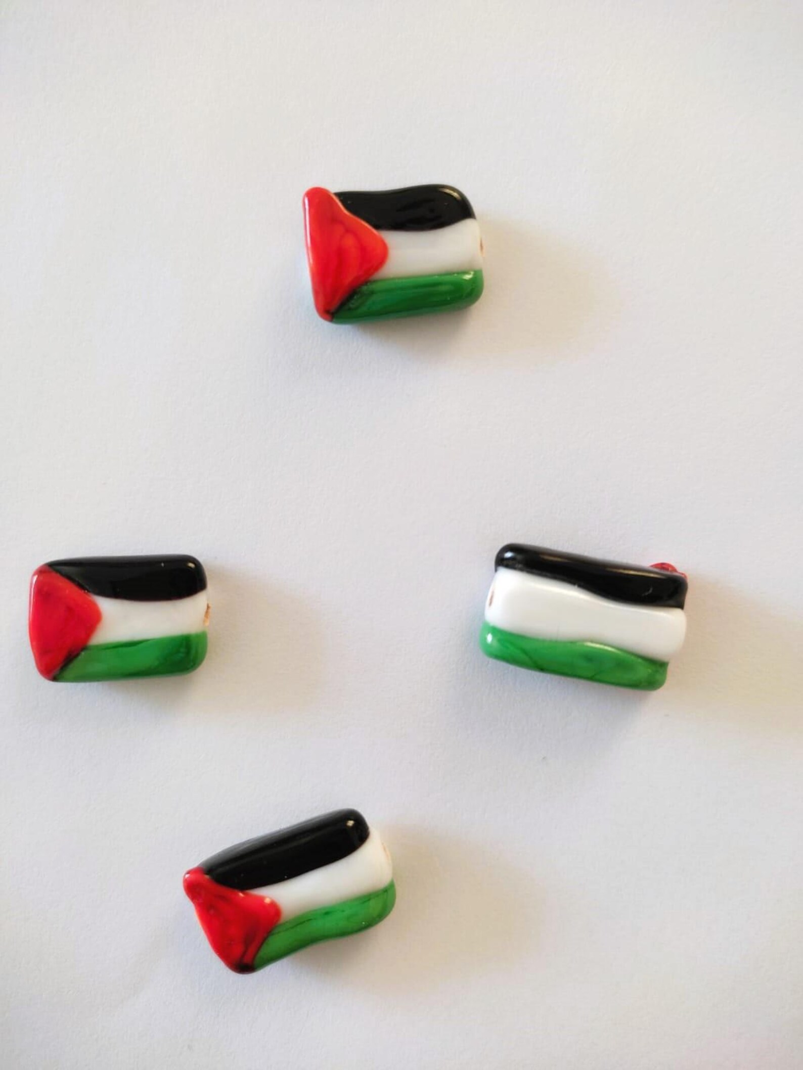 Handmade Murano Glass Palestine Flag Beads, Murano Palestine Flag Charm ...