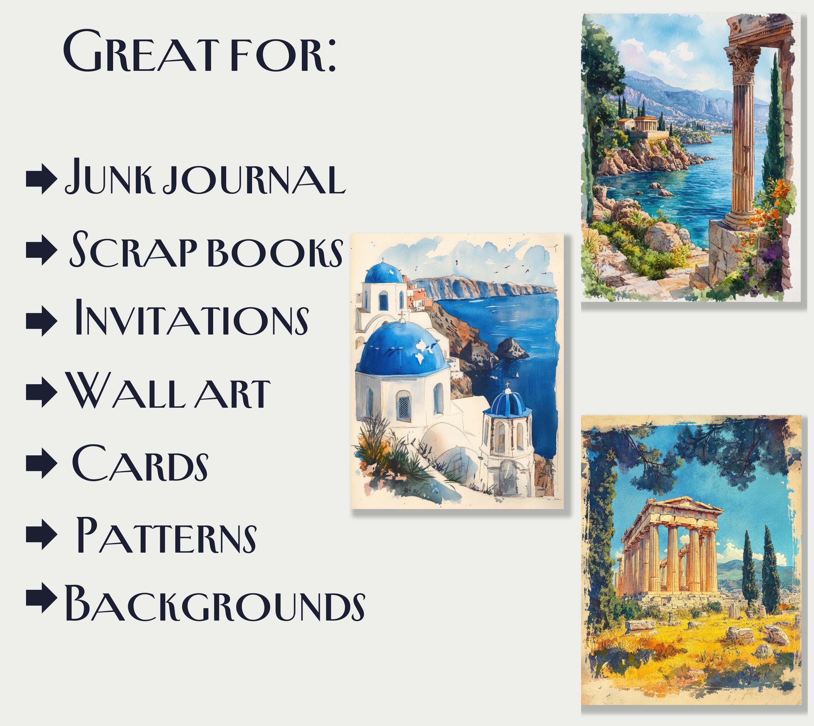70 Ancient Greece Junk Journal Kit, Vintage Greek Architecture Ephemera ...