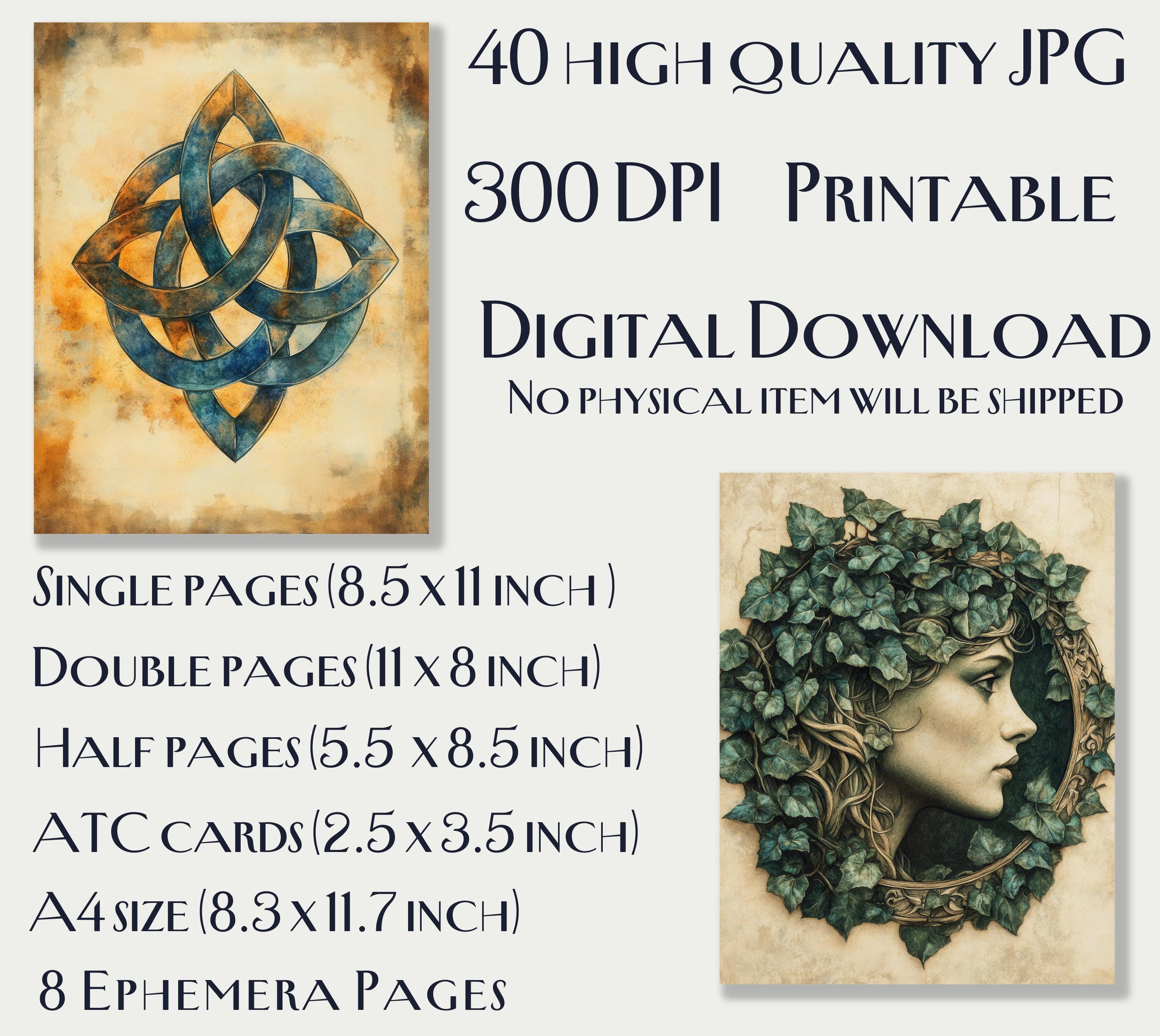 40 Celtic Junk Journal Kit, Printable Celtic Knot Ephemera, Mystical ...