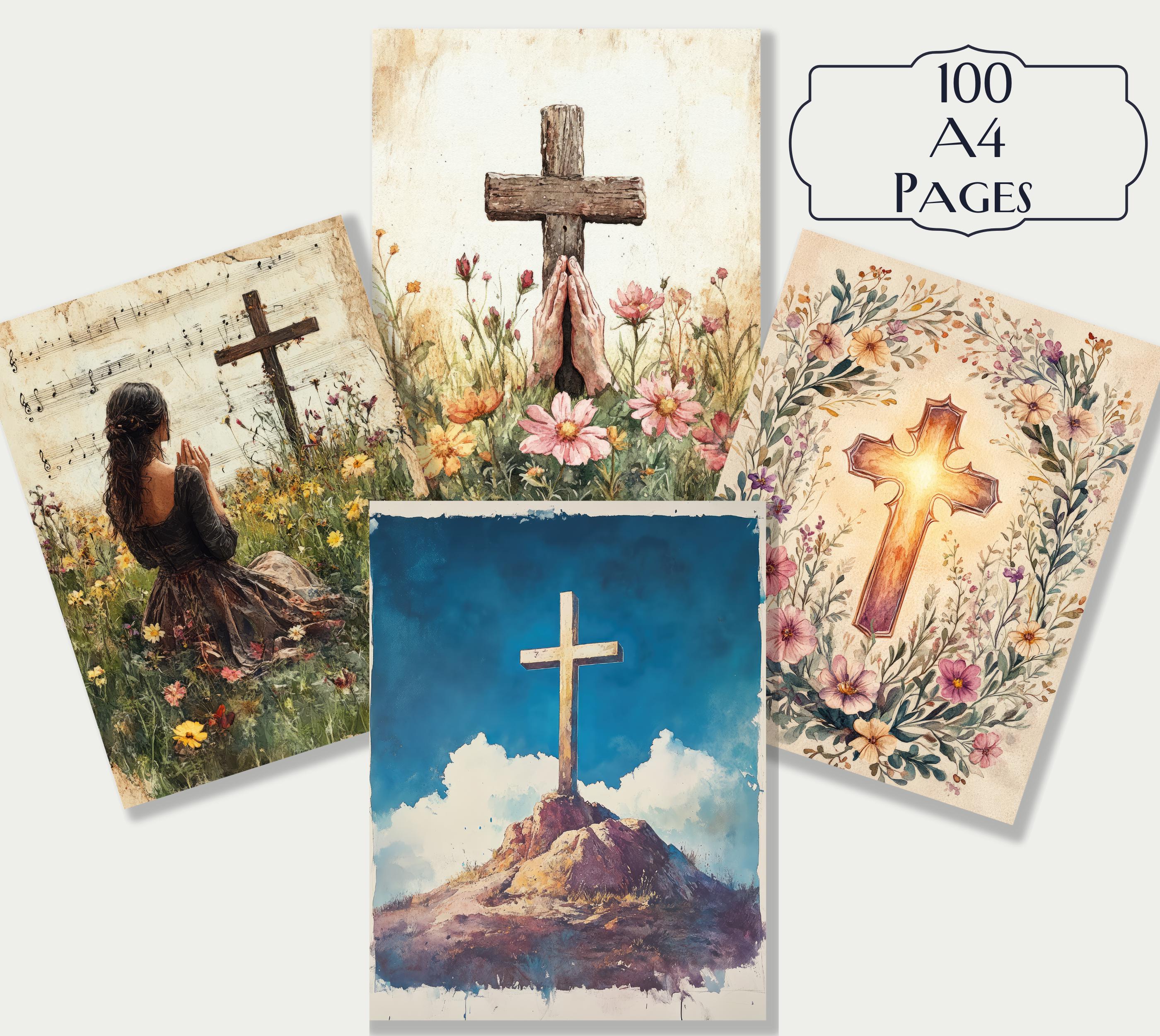100 Scripture Junk Journal Kit, Faith-inspired Ephemera, Cross & Angel ...