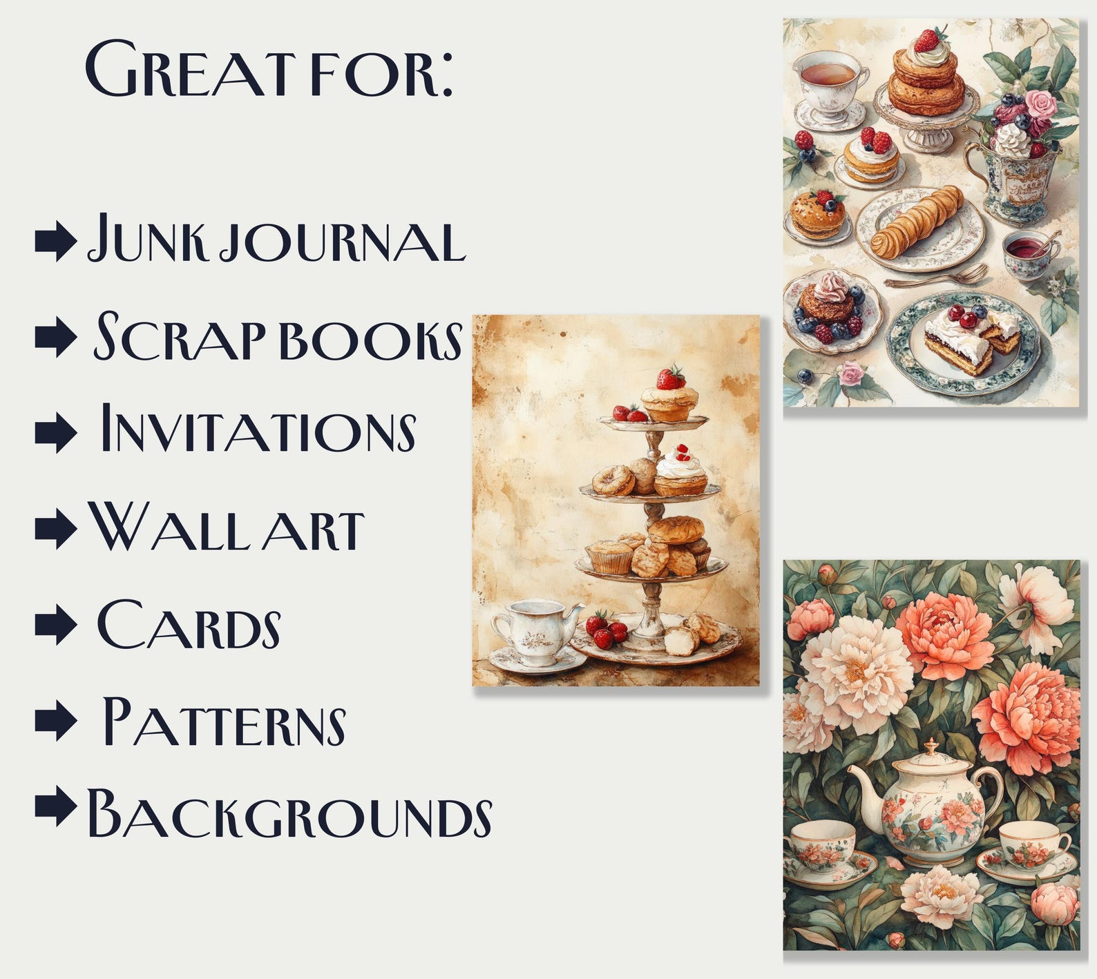30 High Tea Junk Journal Kit, Vintage Tea Party Ephemera, Tea Cups, Tea ...