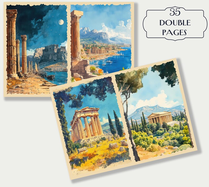 70 Ancient Greece Junk Journal Kit, Vintage Greek Architecture Ephemera ...