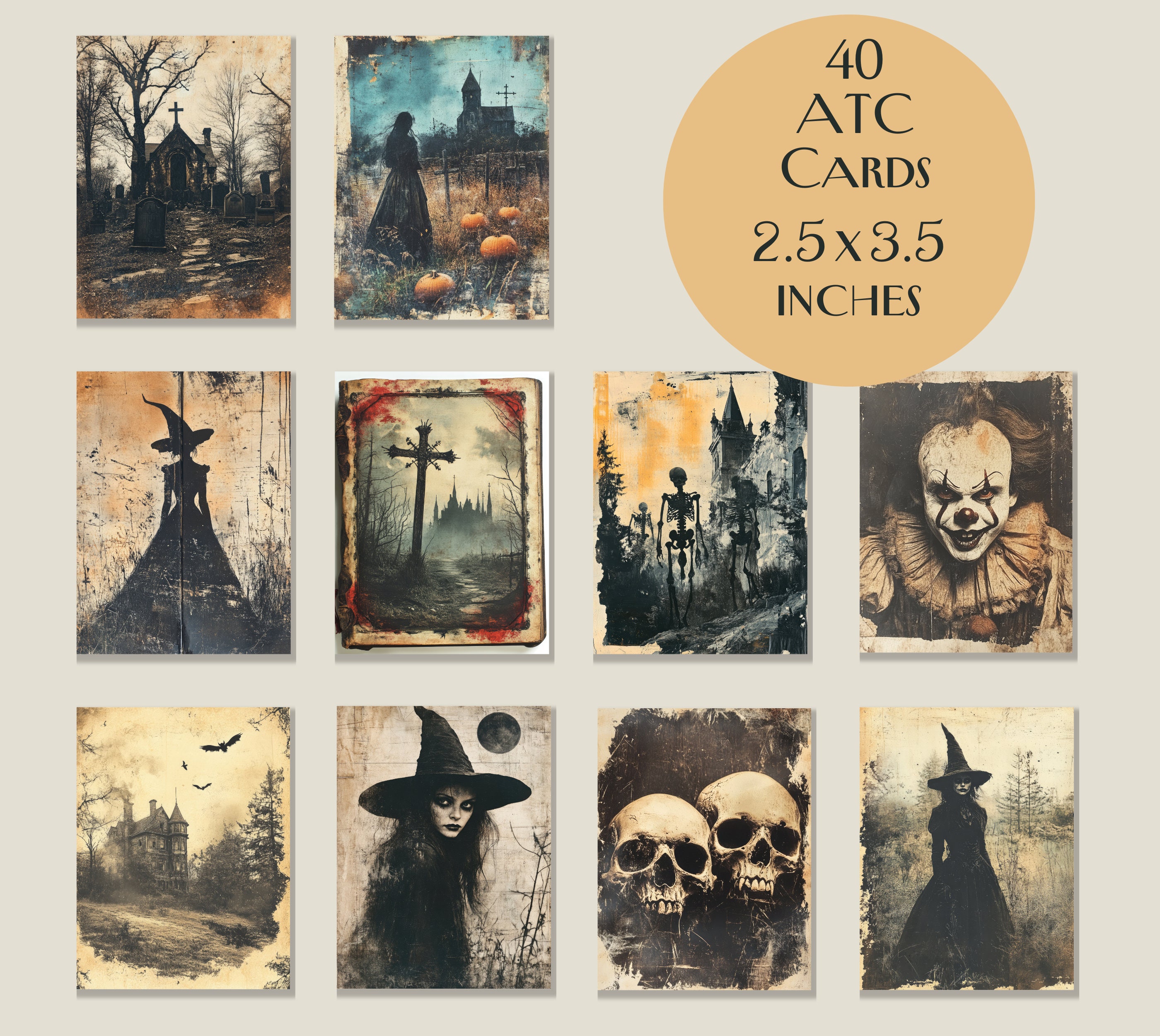 Scary Halloween Junk Journal Kit, Gothic Printable Pages, Halloween ...