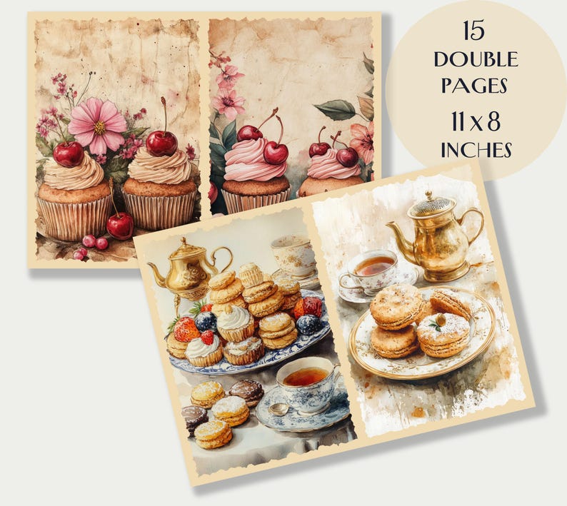 30 High Tea Junk Journal Kit, Vintage Tea Party Ephemera, Tea Cups, Tea ...