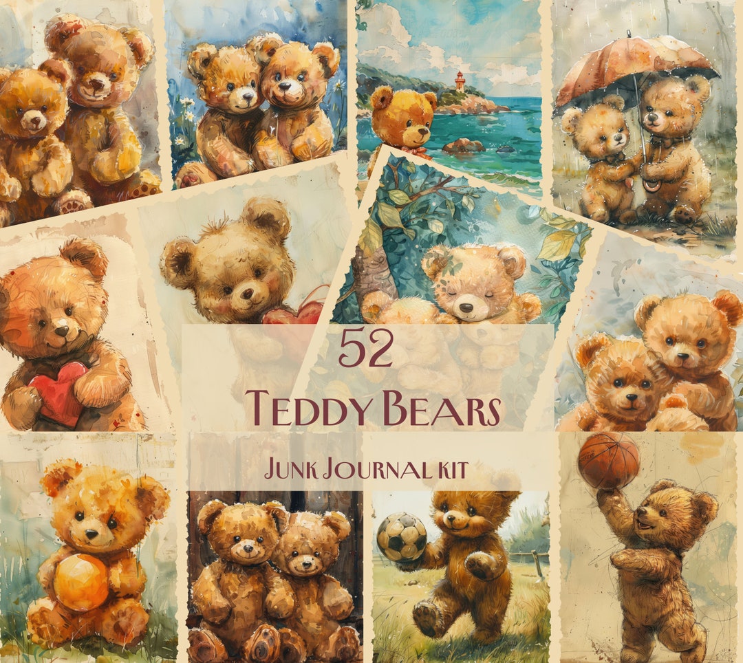 Teddy Bears Junk Journal Kit, Cute Junk Journal, Bear Journal, Nursery ...