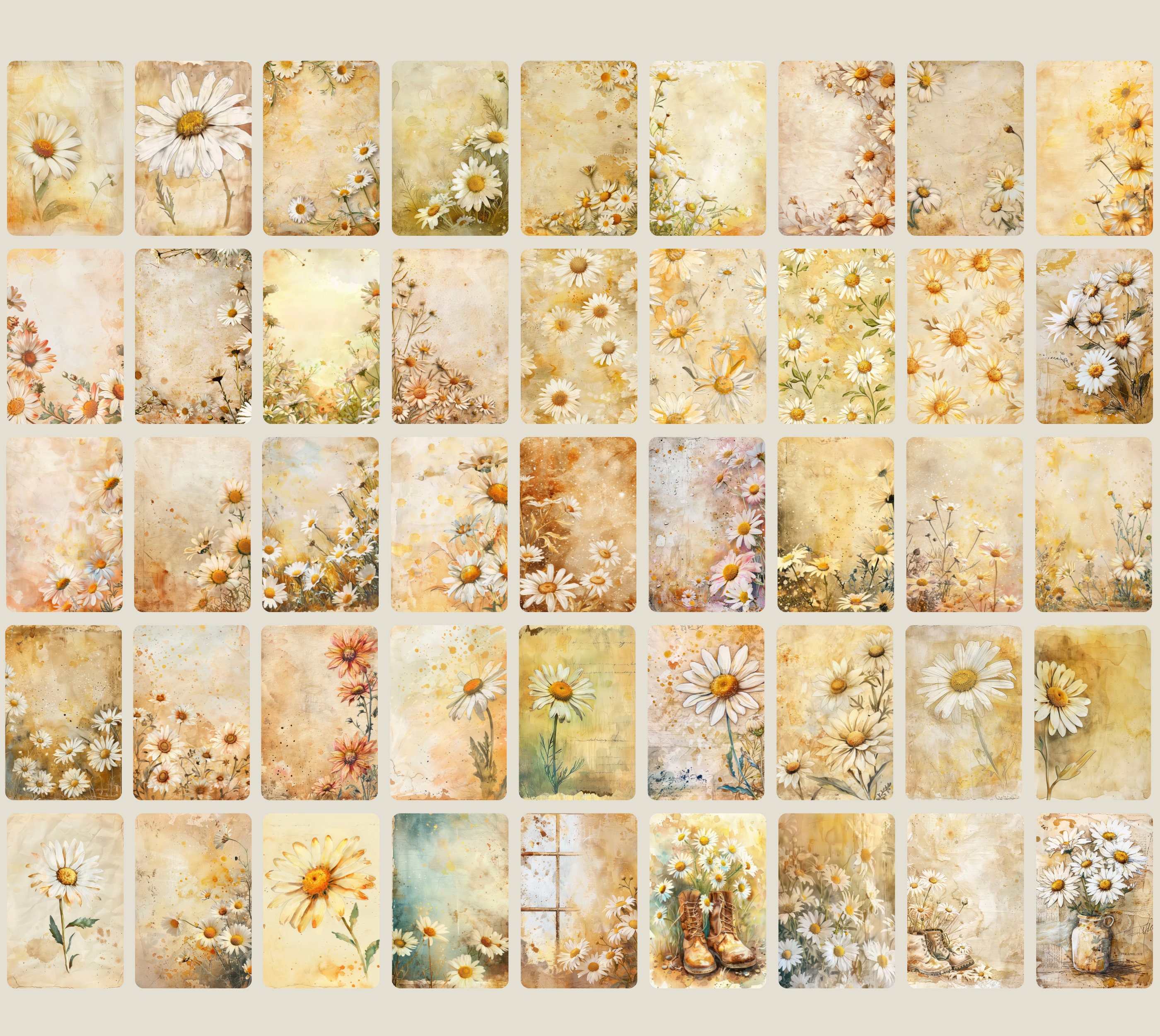 Daisy Junk Journal Kit, Daisy Digital Paper, Summer Junk Journal, Daisy Printable, Daisy ...