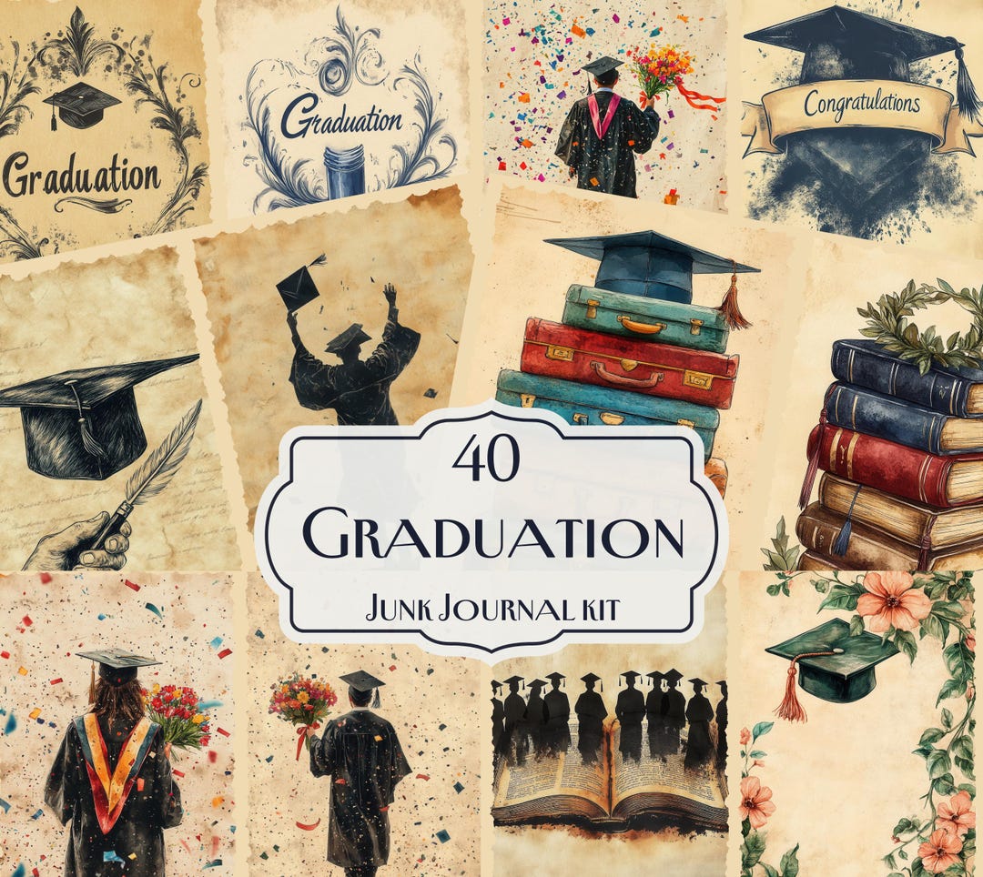 40 Graduation Junk Journal Kit, Grad Party Decor, Graduation Digital ...