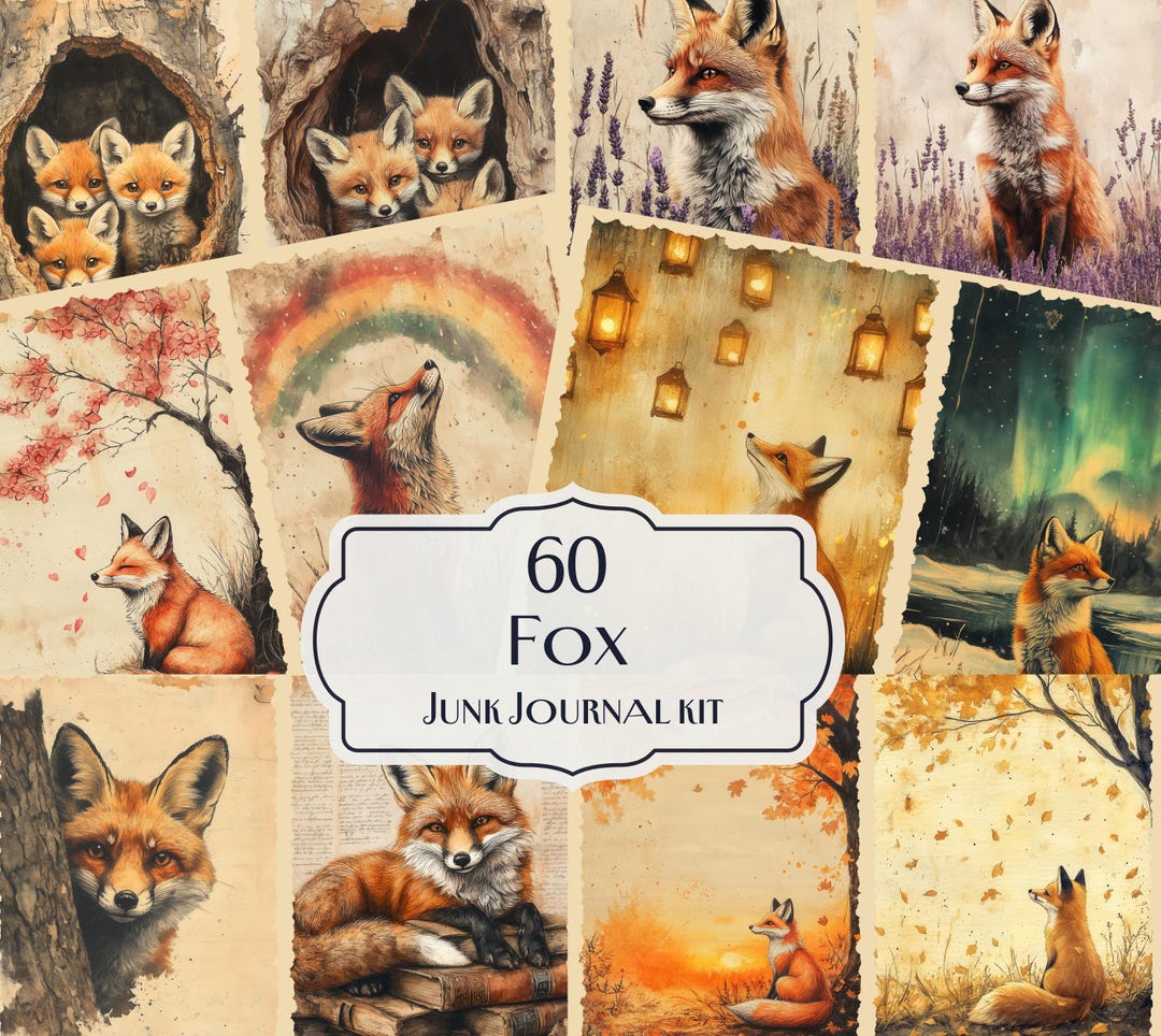 60 Fox Junk Journal Kit, Fox Ephemera, Vintage Nature Printables ...