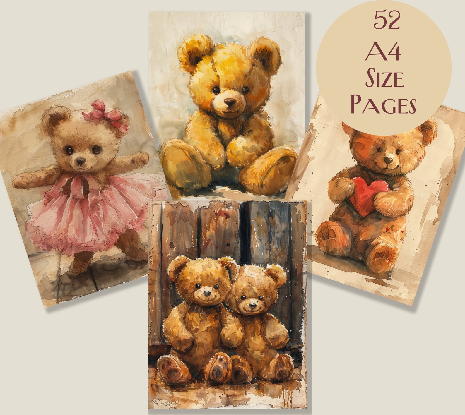 Teddy Bears Junk Journal Kit, Cute Junk Journal, Bear Journal, Nursery ...