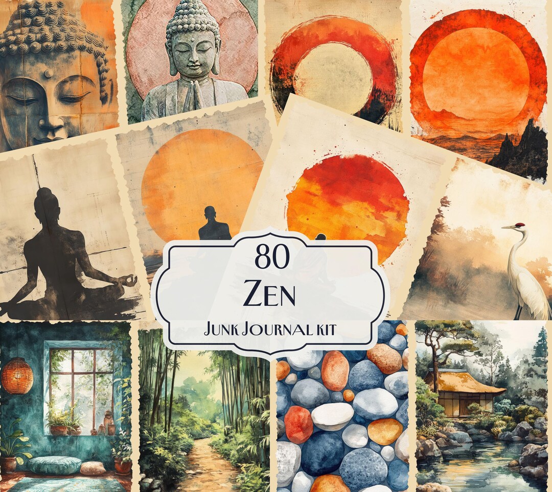 Zen Junk Journal Kit, 80 Tranquil Digital Papers, Mindfulness ...