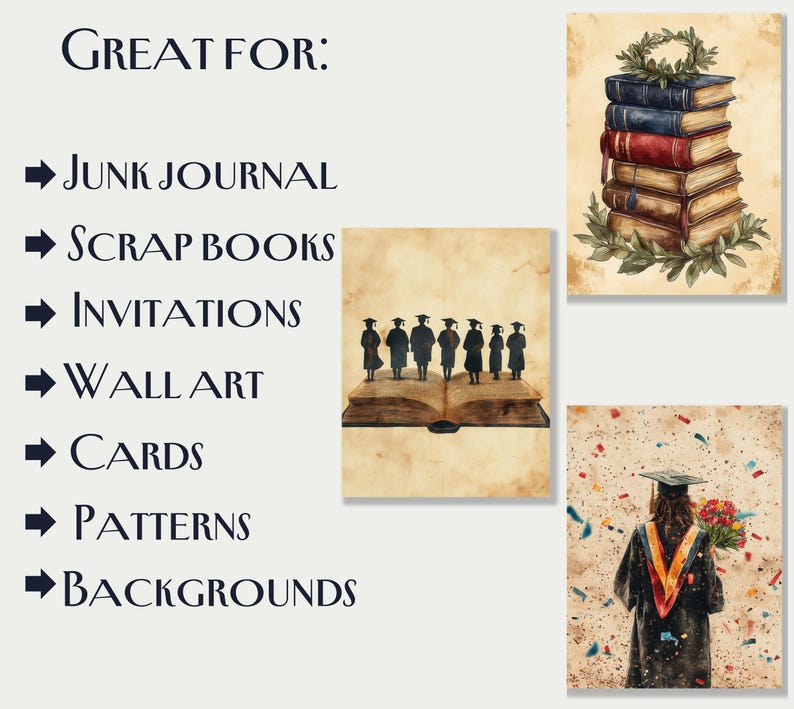 40 Graduation Junk Journal Kit, Grad Party Decor, Graduation Digital ...