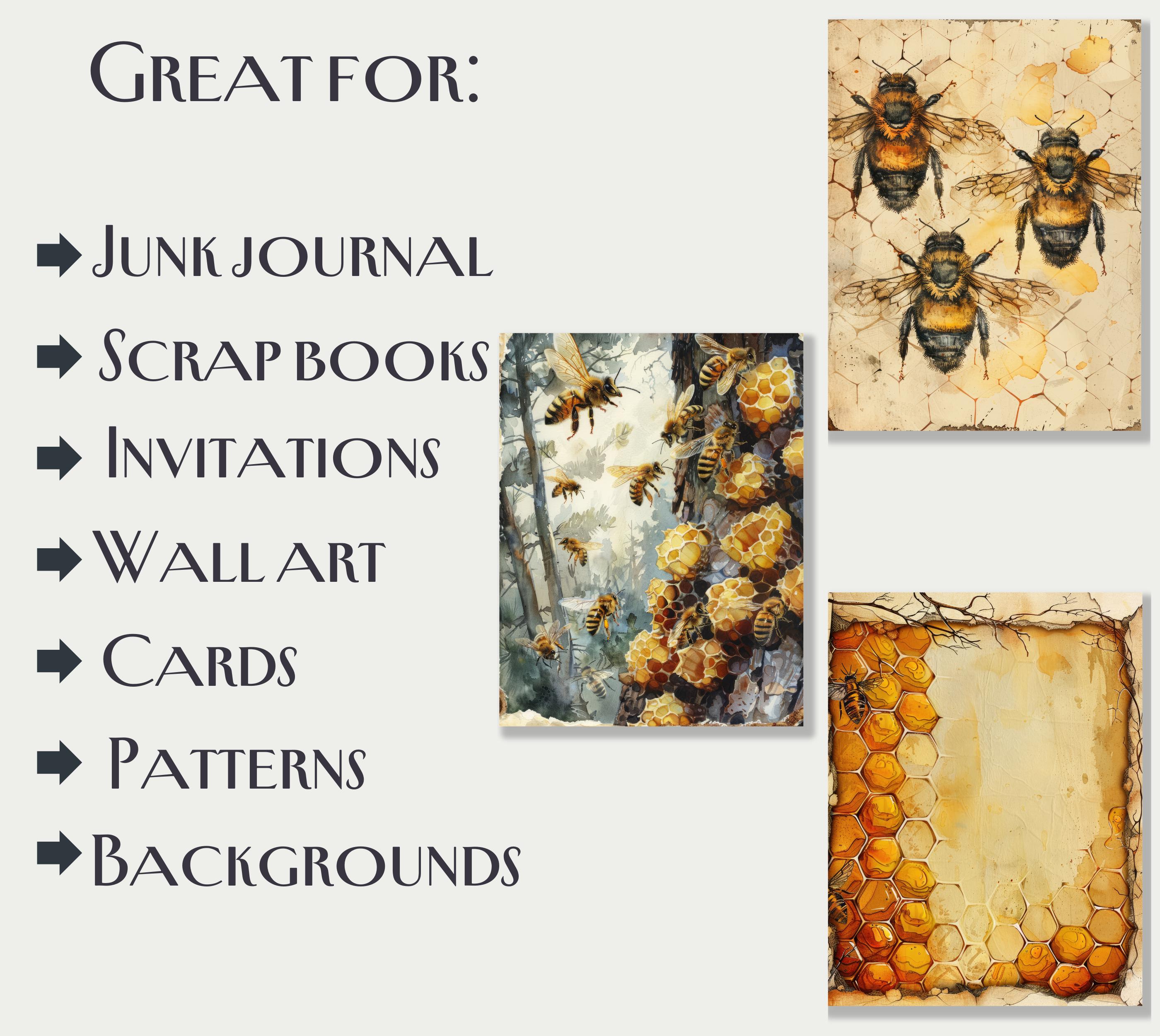 Bee Junk Journal Kit, Bee Digital Paper, Summer Junk Journal, Honey ...