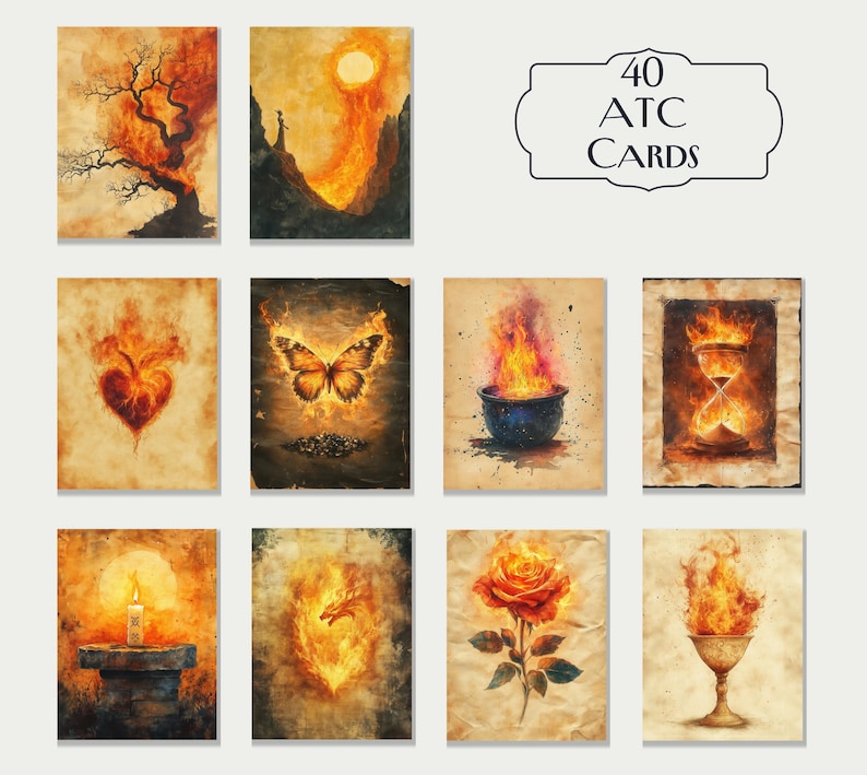 40 Elemental Fire Junk Journal Kit, Elemental Fire Printables, Flame ...