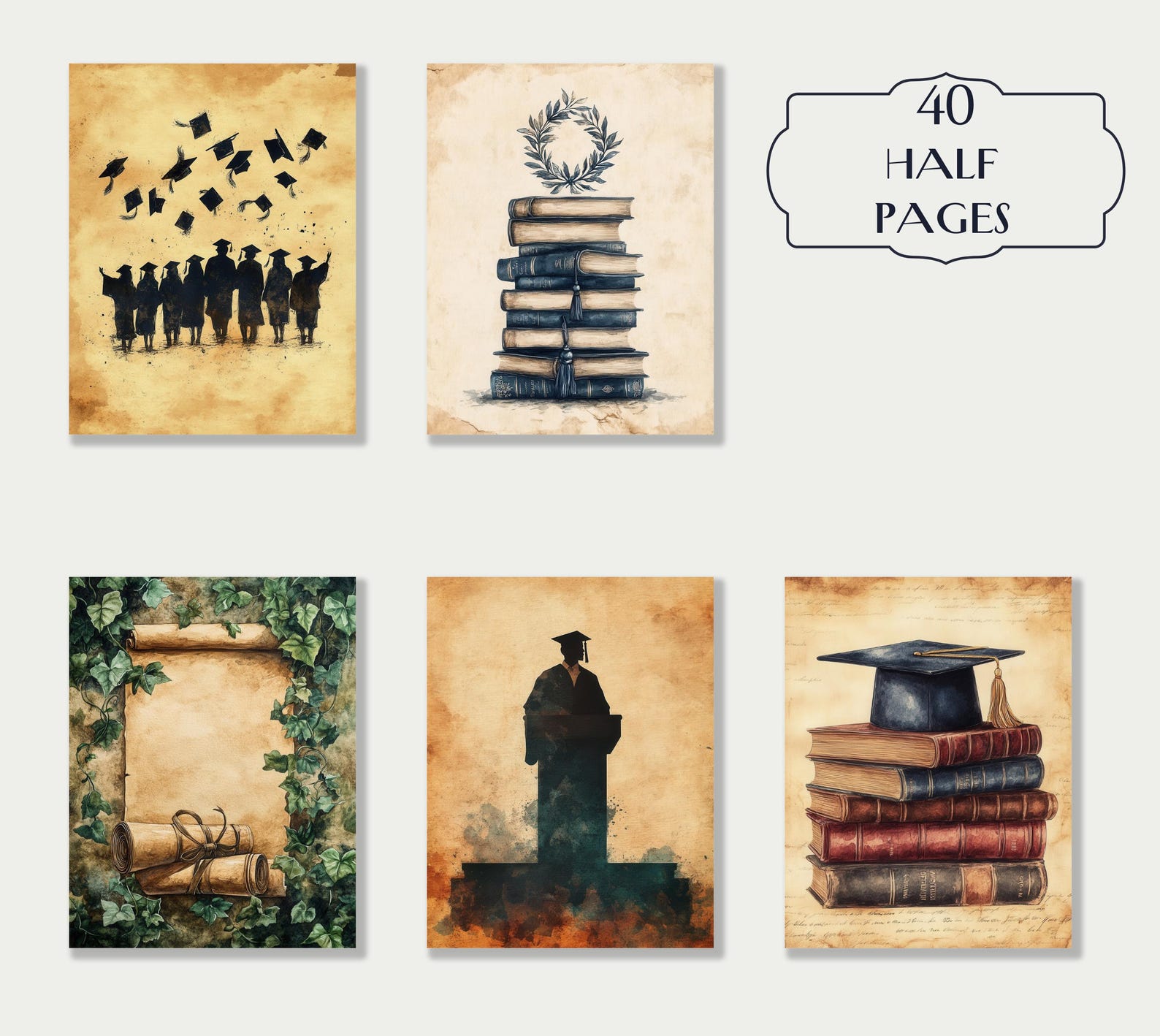 40 Graduation Junk Journal Kit, Grad Party Decor, Graduation Digital ...