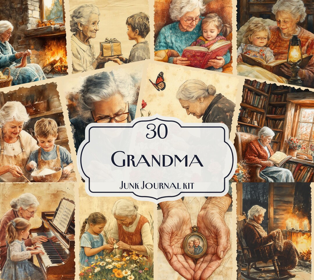 30 Grandma Junk Journal Kit, Loving Grandparent Printables, Cherished ...