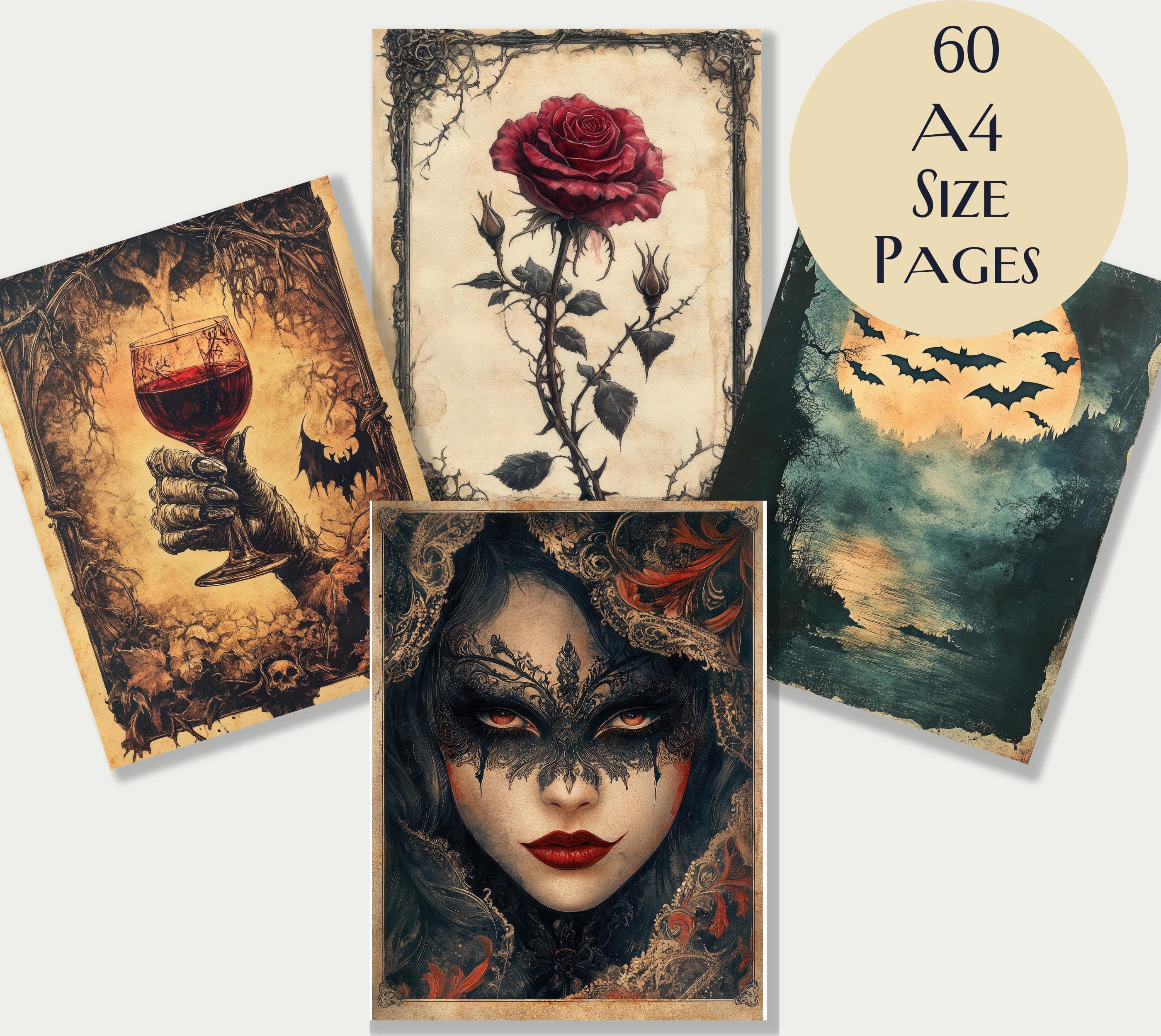 60 Vampire Junk Journal Kit, Gothic Horror Papers, Vintage Vampire Art ...