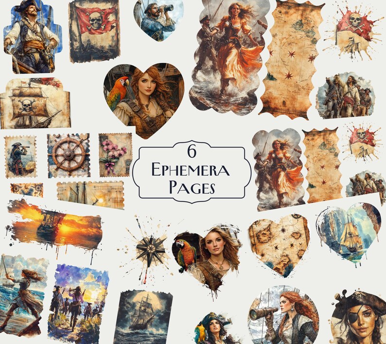 Pirate Junk Journal Kit, Pirate Digital Papers, Vintage Pirate Maps ...