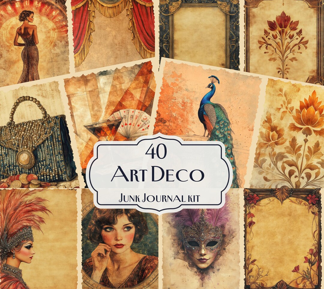 40 Art Deco Junk Journal Kit Printable Vintage Papers Elegant Roaring ...