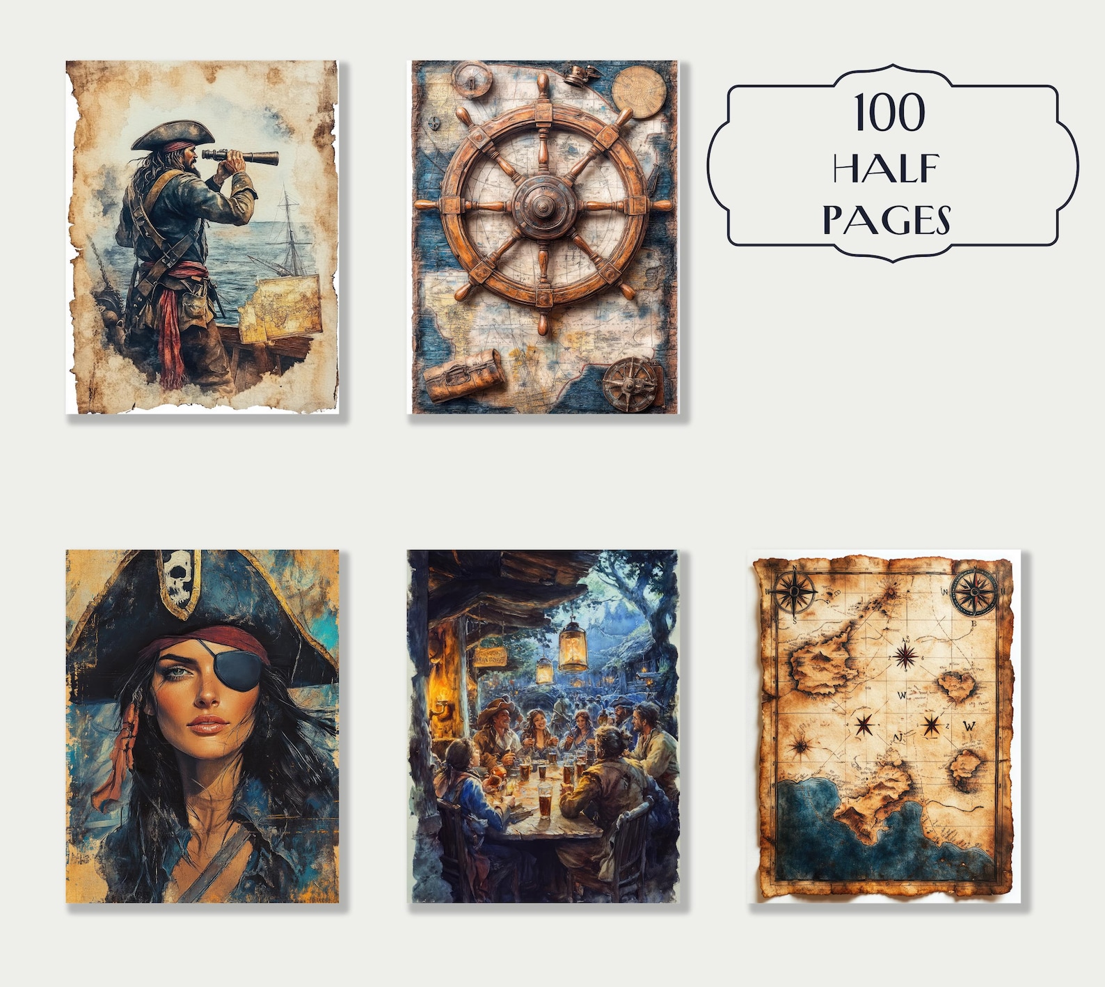 Pirate Junk Journal Kit, Pirate Digital Papers, Vintage Pirate Maps ...