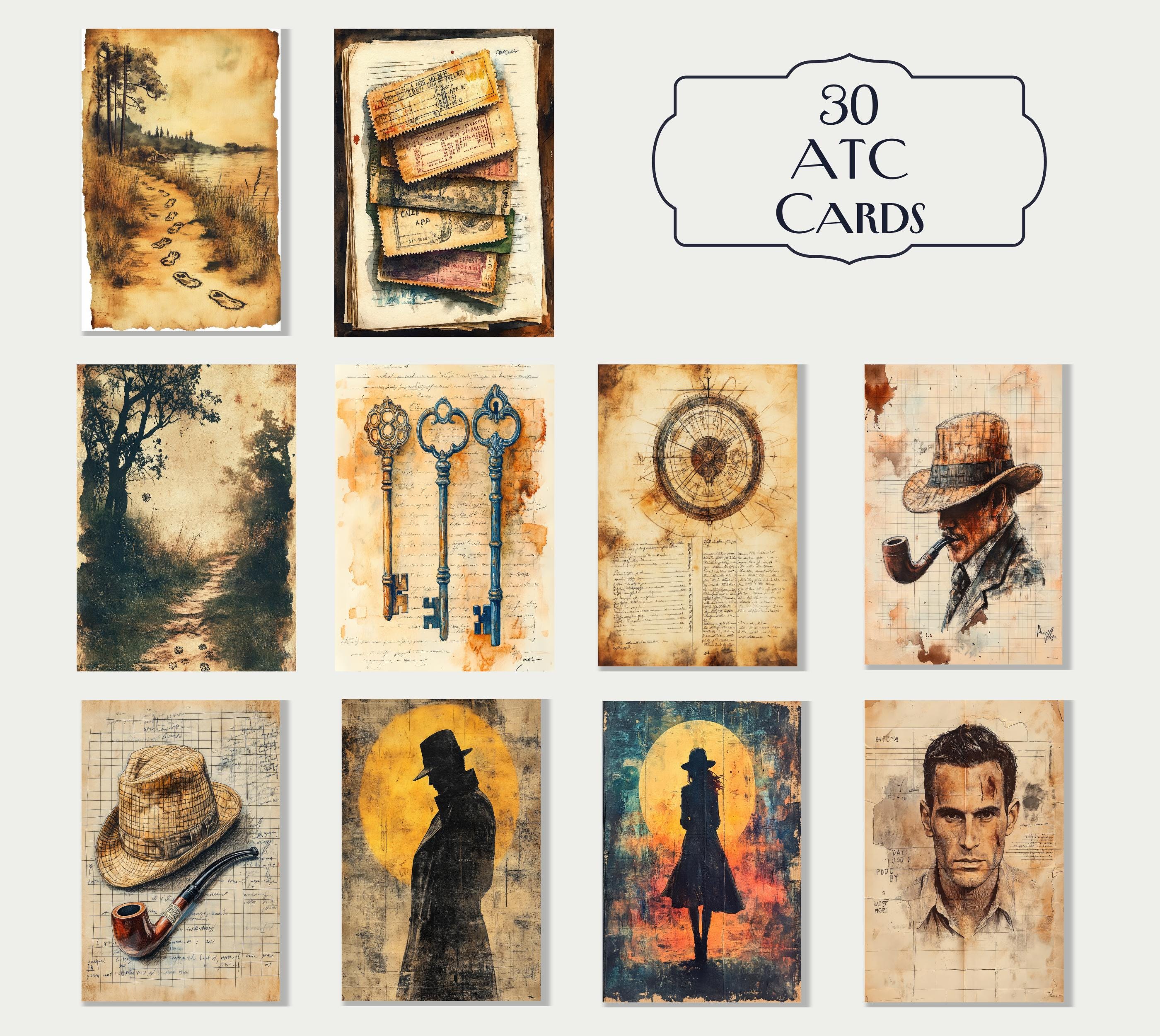 30 Detective Junk Journal, Kit Vintage Mystery Journal, Noir Detective ...