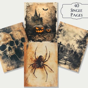 Scary Halloween Junk Journal Kit, Gothic Printable Pages, Halloween ...