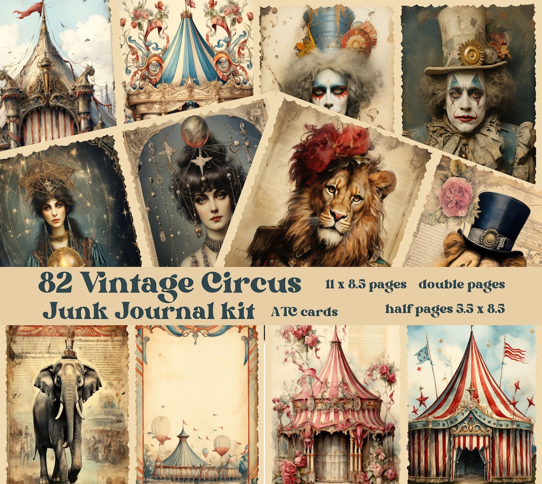 Circus Junk Journal Kit Big Bundle, Vintage Circus Junkjournaling ...