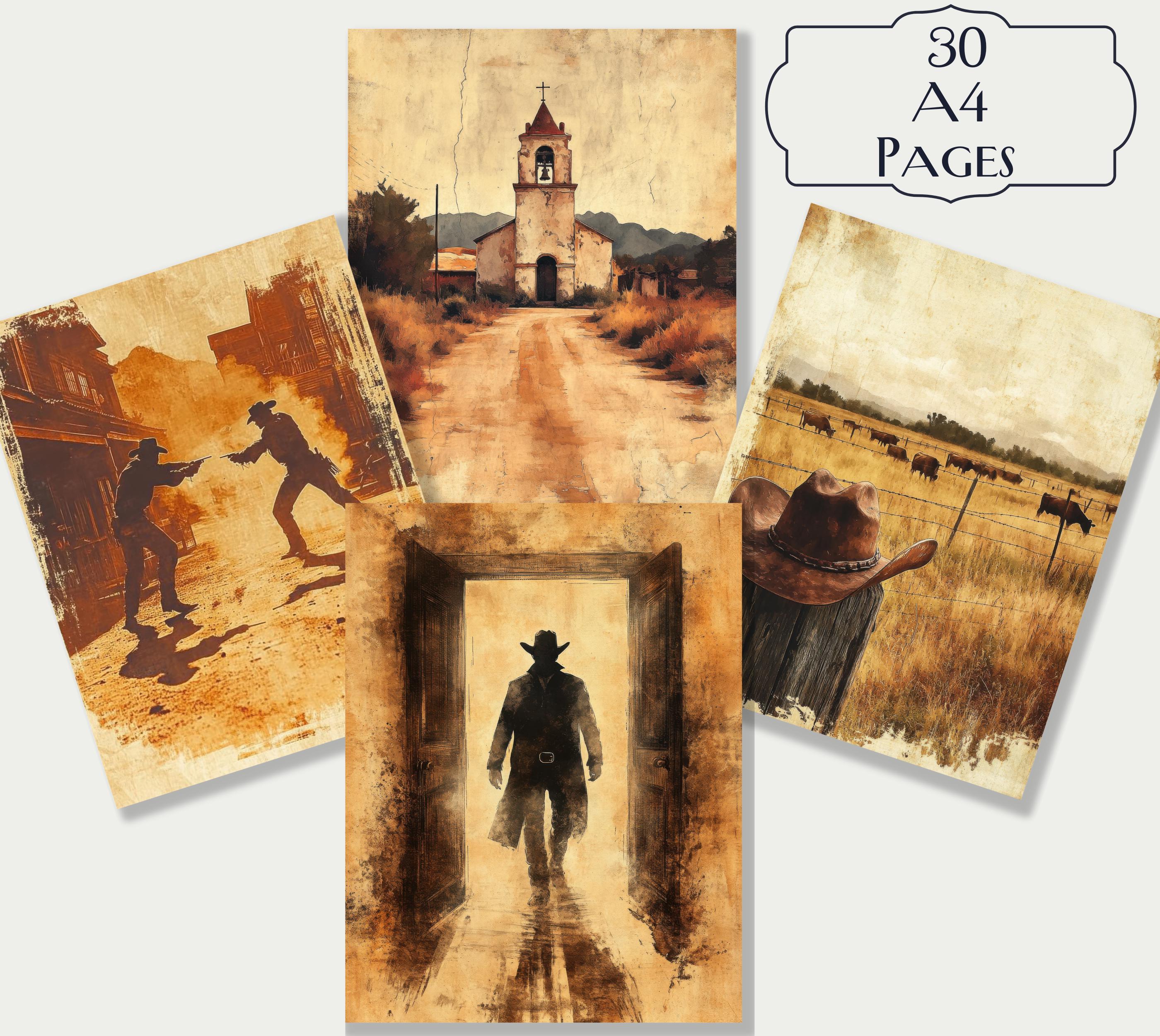 30 Cowboys Junk Journal Kit, Printable Western Ephemera Pages, Vintage ...