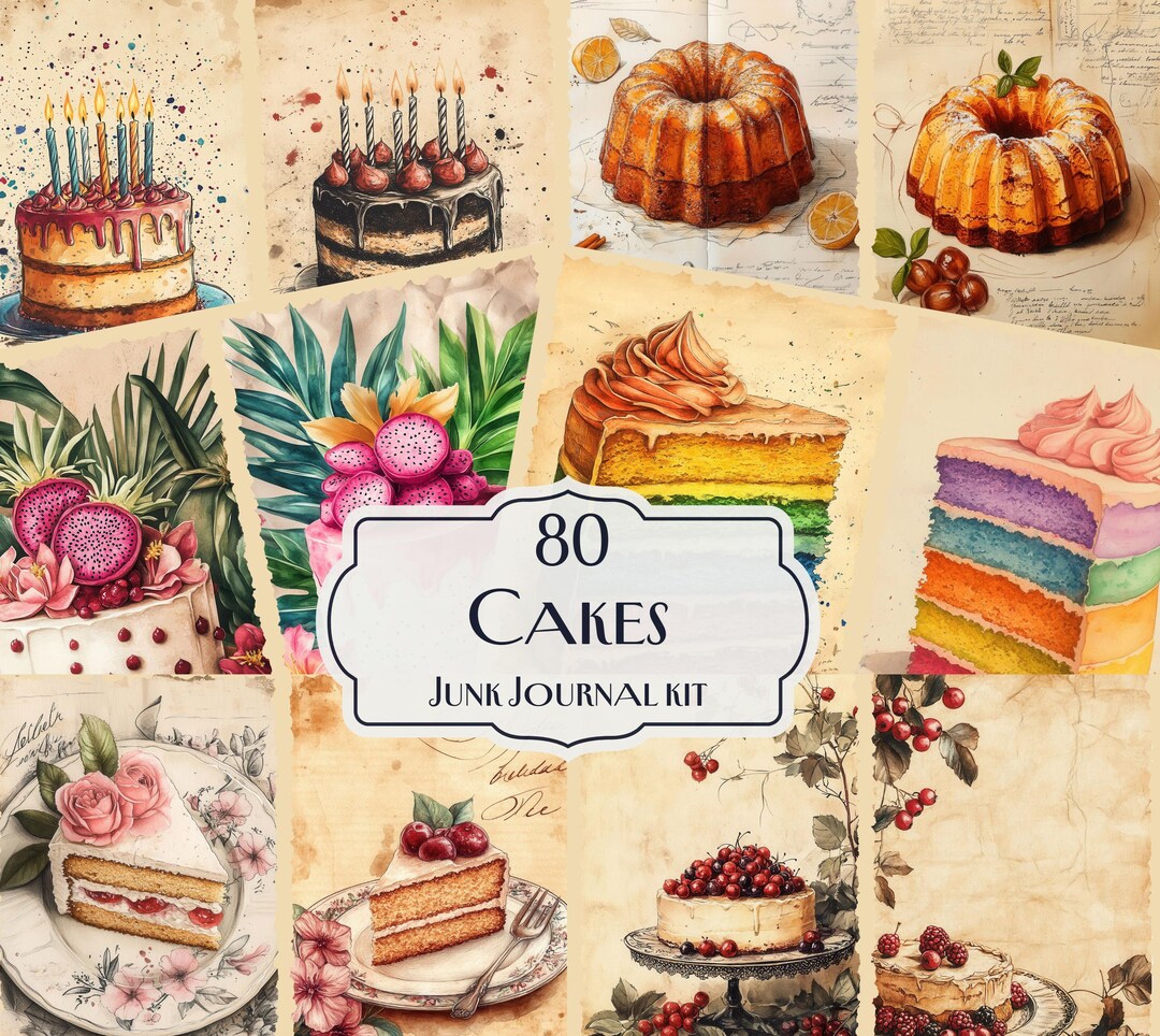 80 Cakes Junk Journal Kit, Sweet Treat Printable, Dessert Ephemera ...