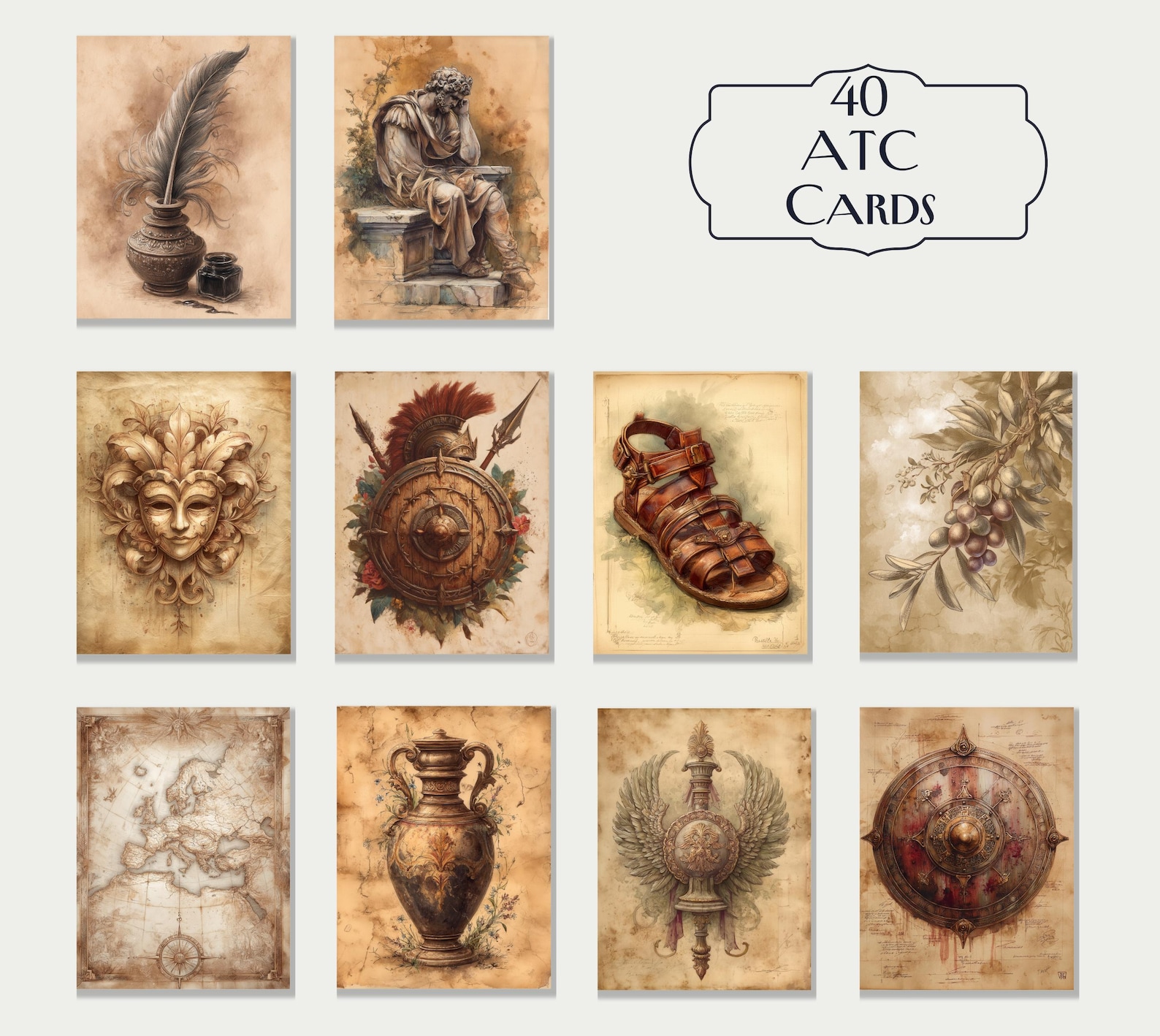 40 Ancient Rome Junk Journal Kit, Roman Empire Digital Paper, Classical ...