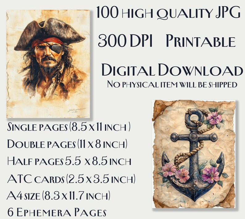 Pirate Junk Journal Kit, Pirate Digital Papers, Vintage Pirate Maps ...