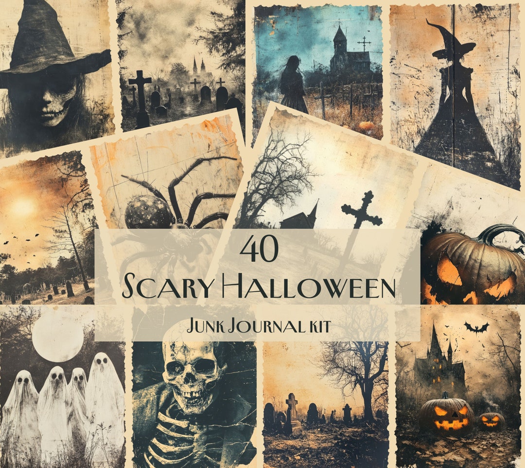 Scary Halloween Junk Journal Kit, Gothic Printable Pages, Halloween ...