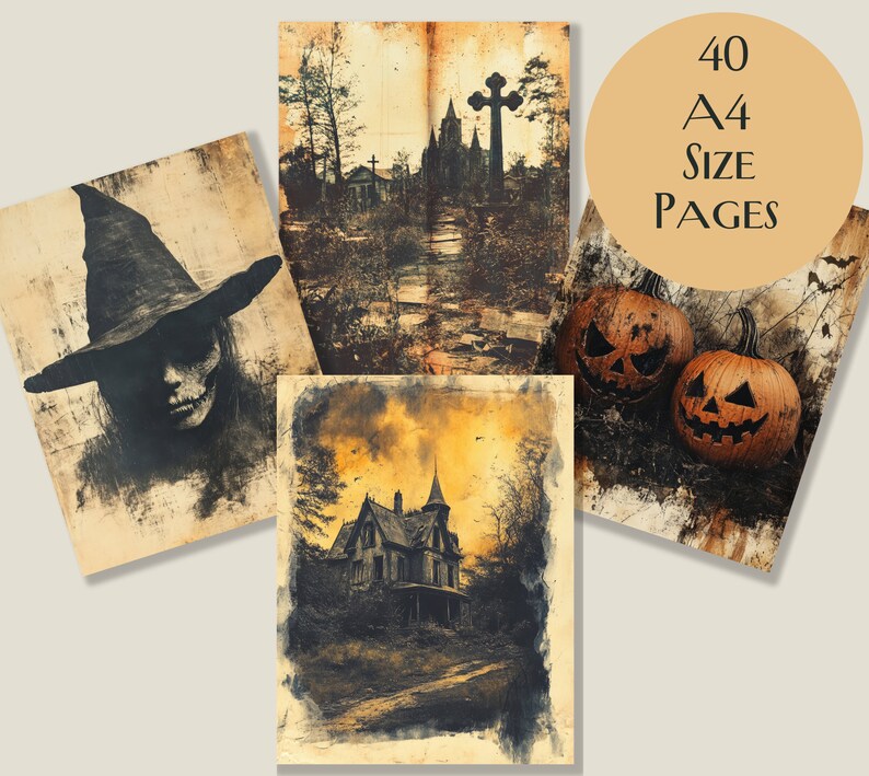 Scary Halloween Junk Journal Kit, Gothic Printable Pages, Halloween ...