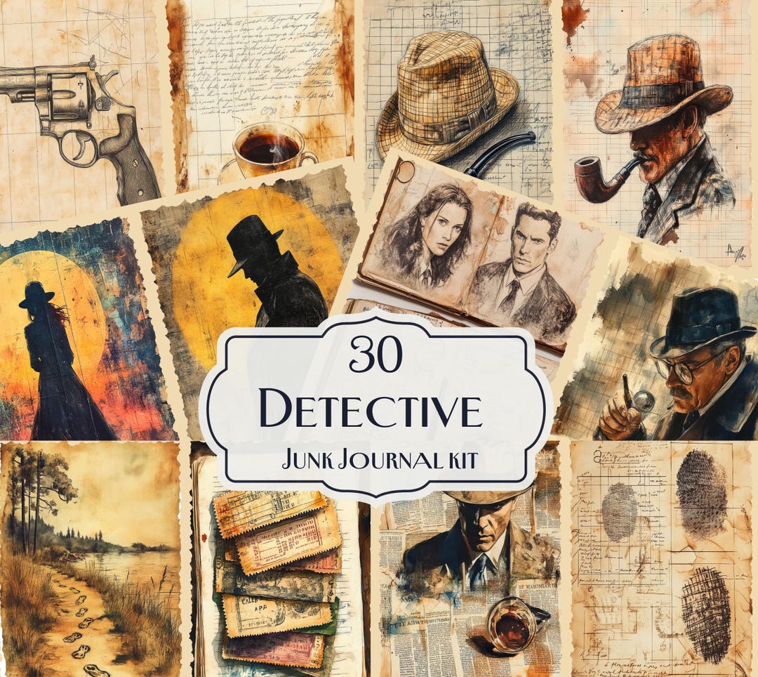 30 Detective Junk Journal, Kit Vintage Mystery Journal, Noir Detective ...