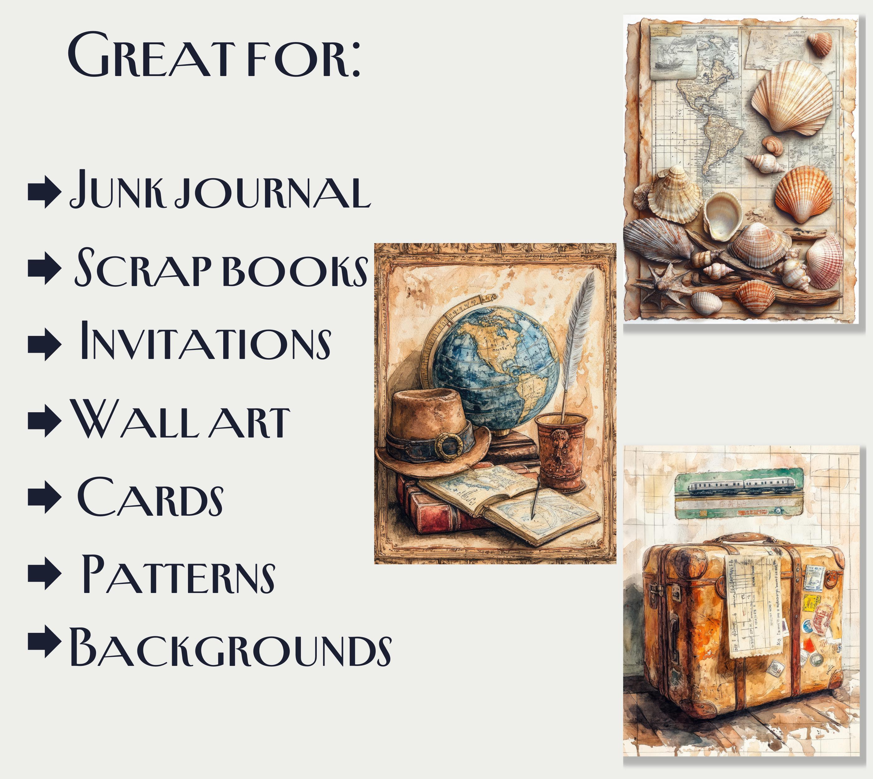 40 Travel Junk Journal Kit, Vintage Travel Junk Journal, Vintage Map ...