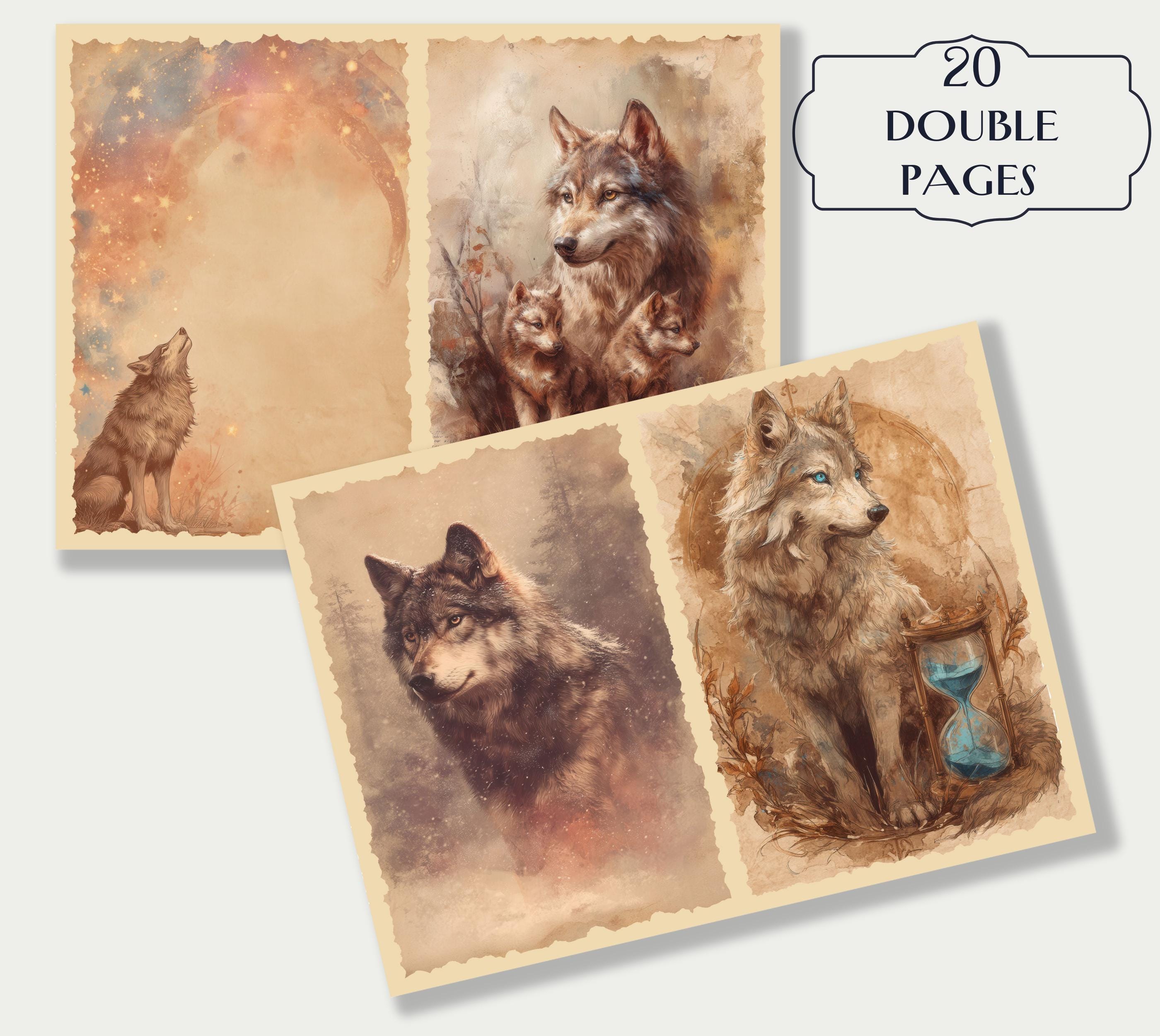 40 Wolves Junk Journal Kit, Majestic Canine Printables, Wild Animal ...