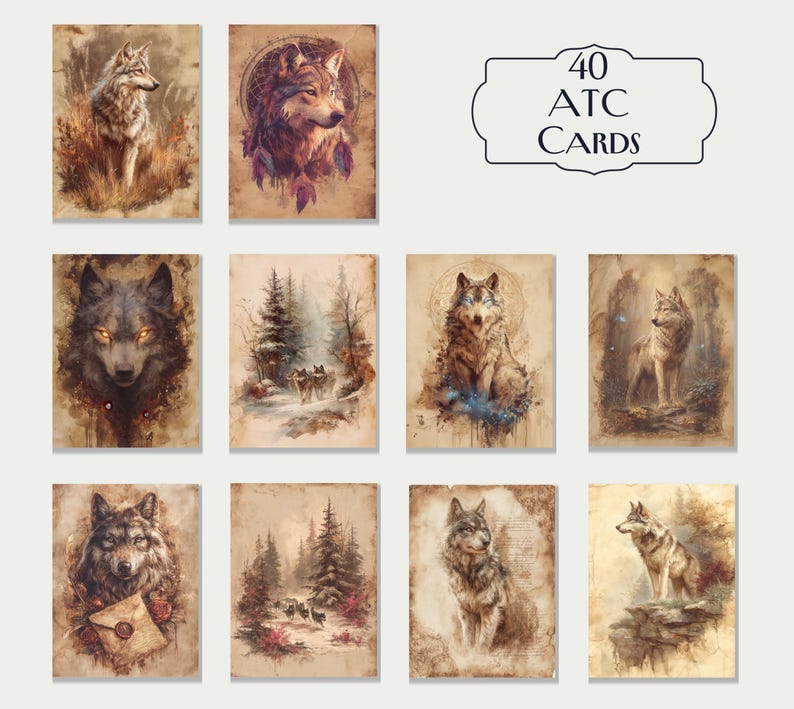 40 Wolves Junk Journal Kit, Majestic Canine Printables, Wild Animal ...