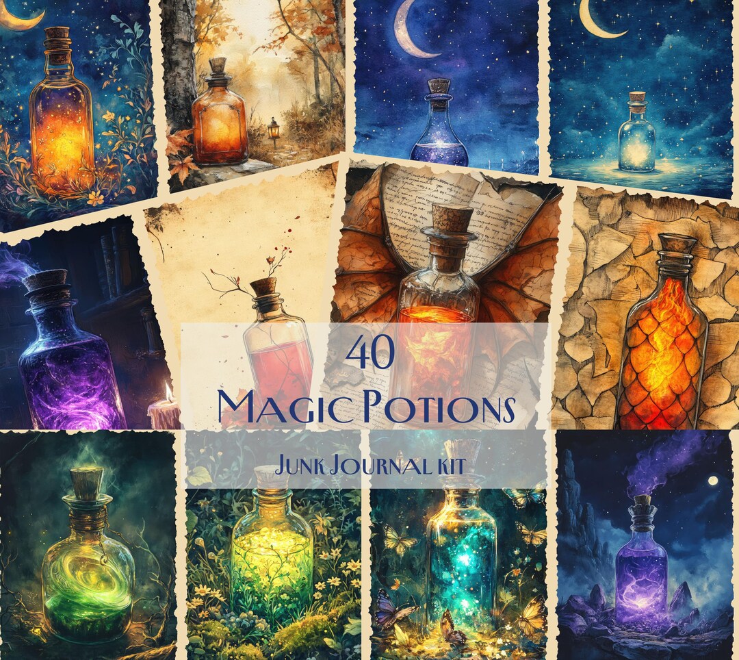 40 Magic Potions Junk Journal Kit, Witchcraft Junk Journal, Mystic ...