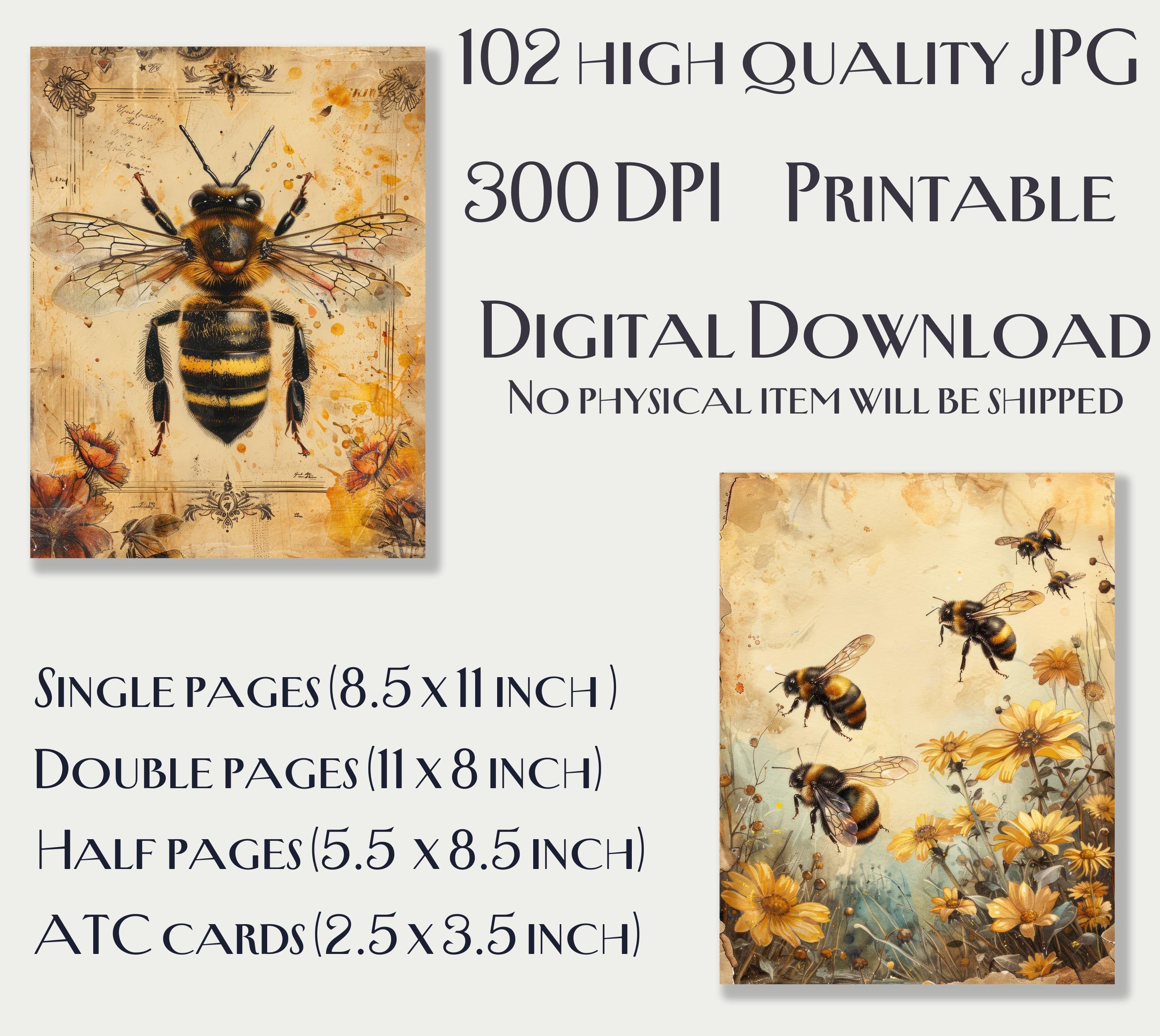 Bee Junk Journal Kit, Bee Digital Paper, Summer Junk Journal, Honey ...