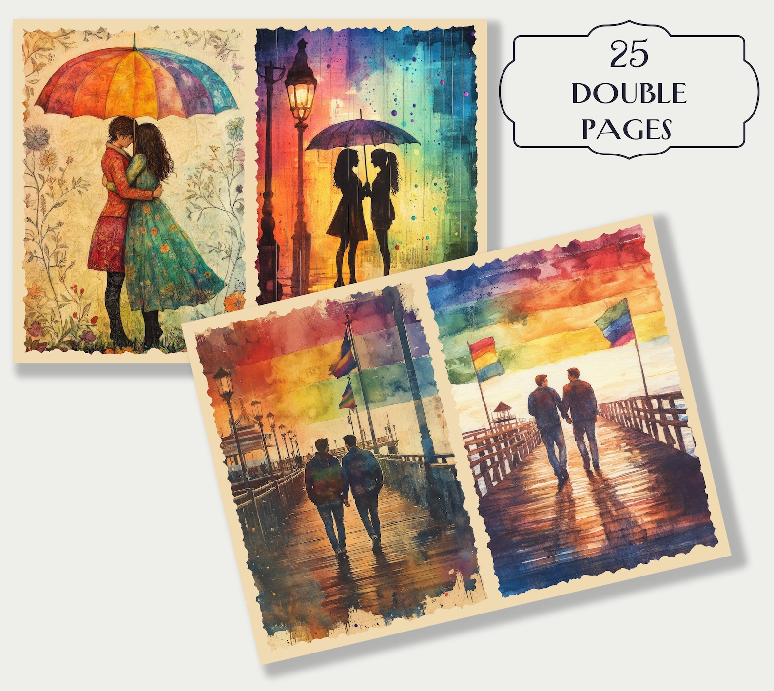 Pride Junk Journal Kit, 50 Vibrant LGBTQ+ Digital Papers, Rainbow Love ...