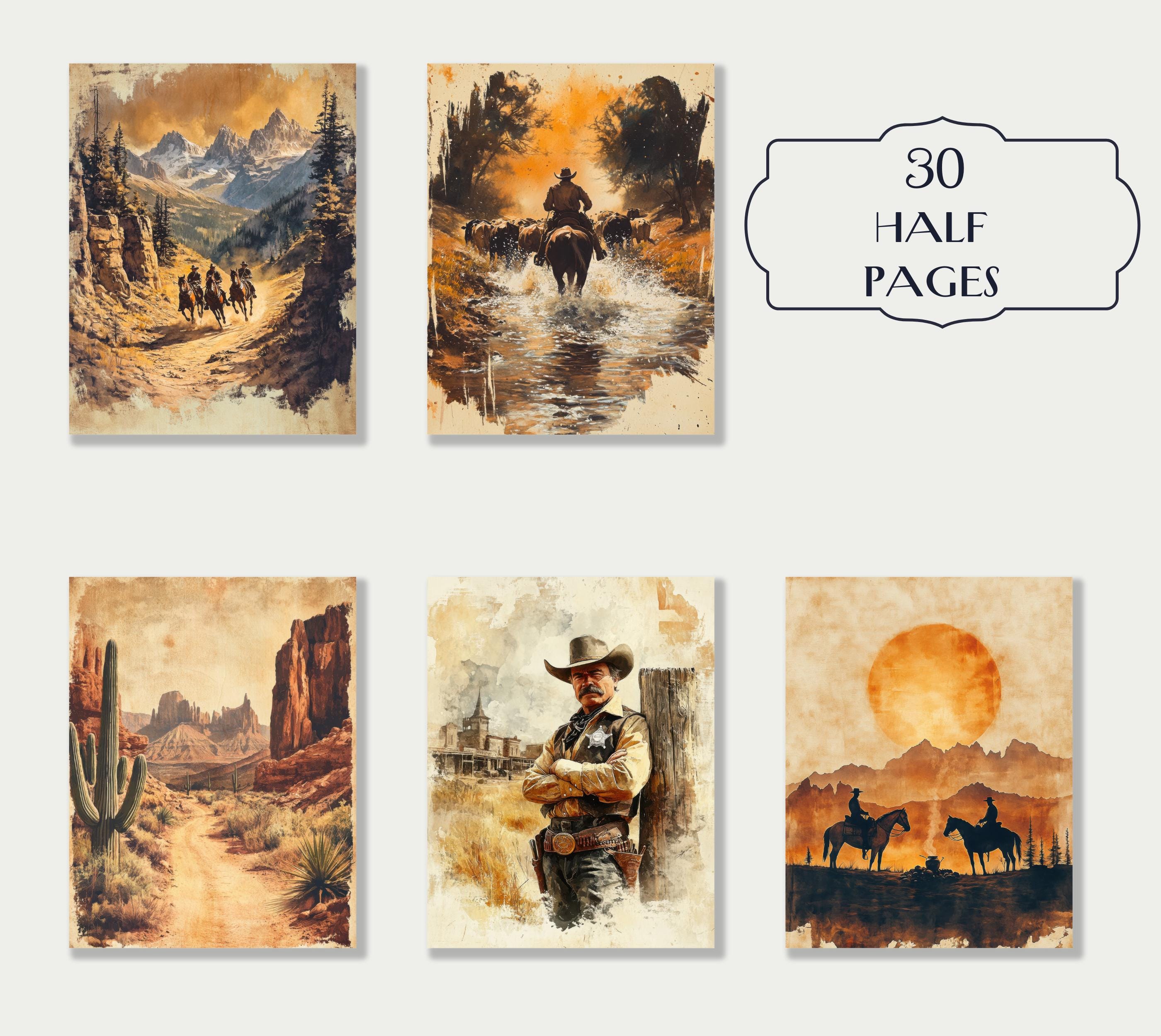 30 Cowboys Junk Journal Kit, Printable Western Ephemera Pages, Vintage ...