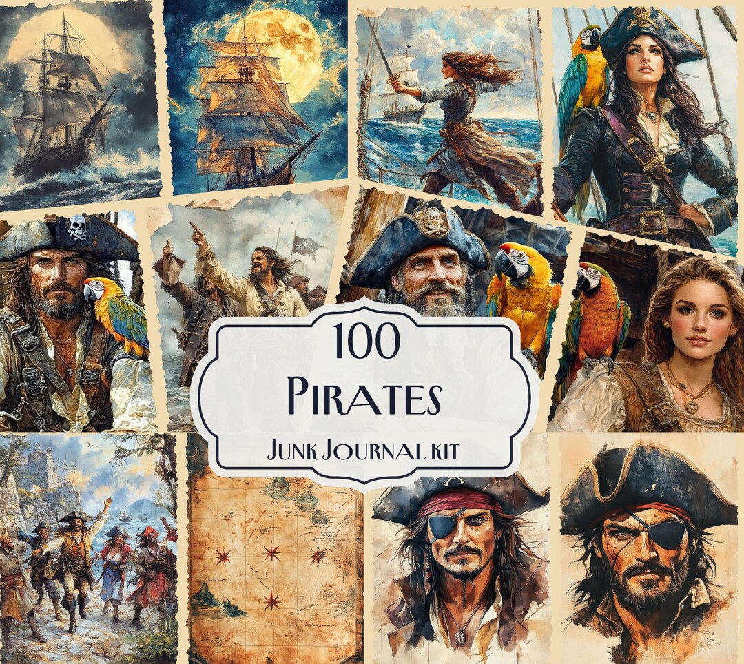 Pirate Junk Journal Kit, Pirate Digital Papers, Vintage Pirate Maps ...