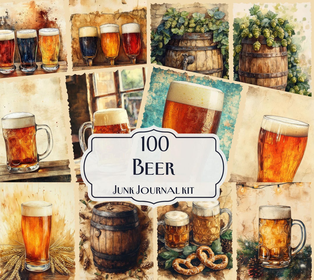 100 Beer Junk Journal Kit, Beer Ephemera, Beer Mug & Barrel Digital ...