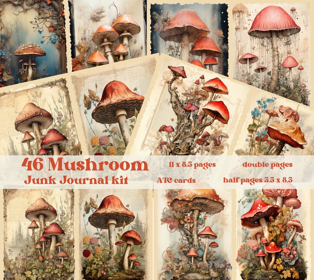 Mushroom Junk Journal Kit, Digital Junkjournal Kit, Printable Scrapbook ...