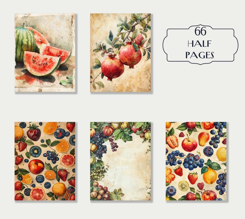 Vintage Fruit Junk Journal Kit, Vintage Fruits Art, Summer Junk Journal ...