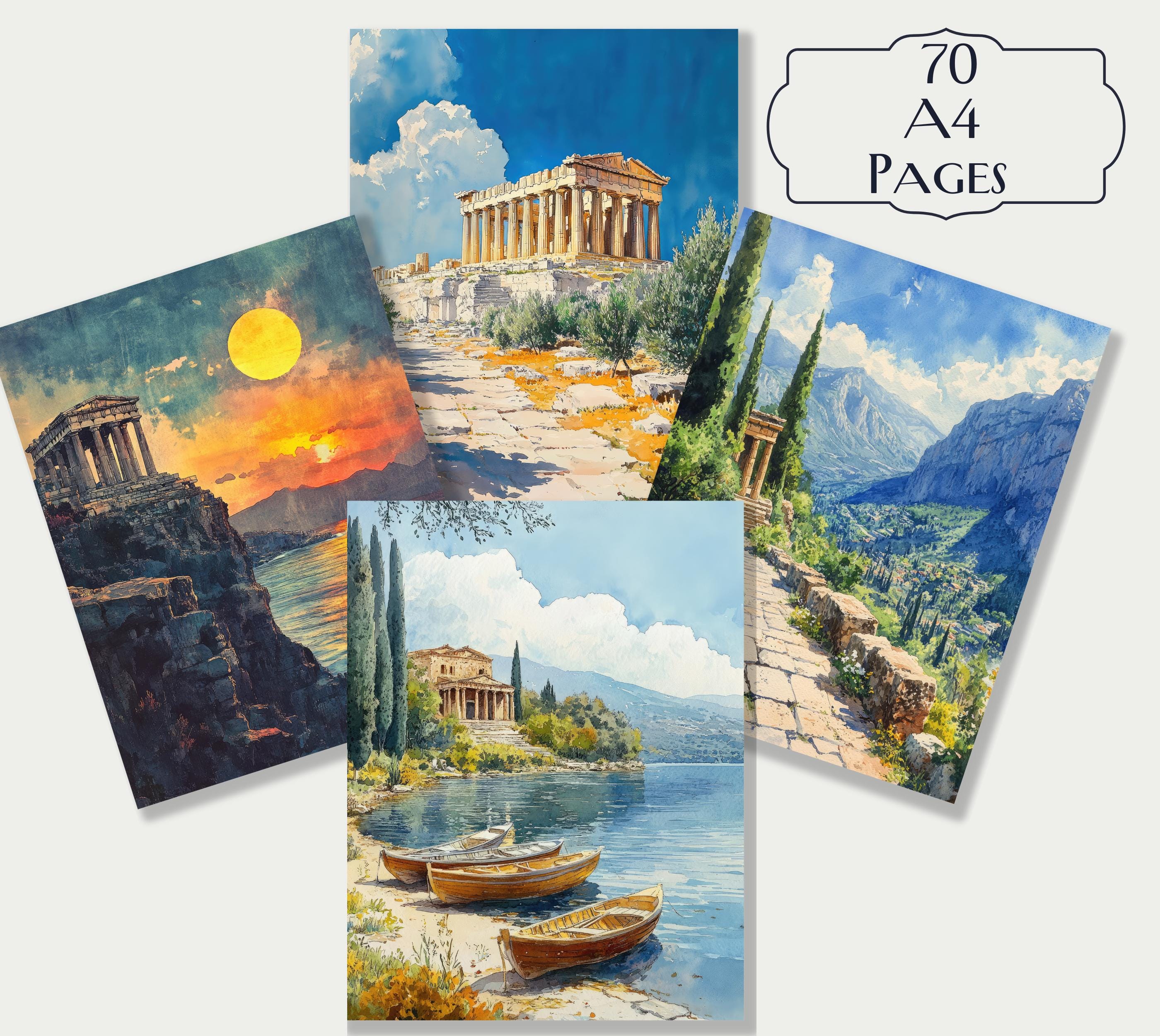70 Ancient Greece Junk Journal Kit, Vintage Greek Architecture Ephemera ...